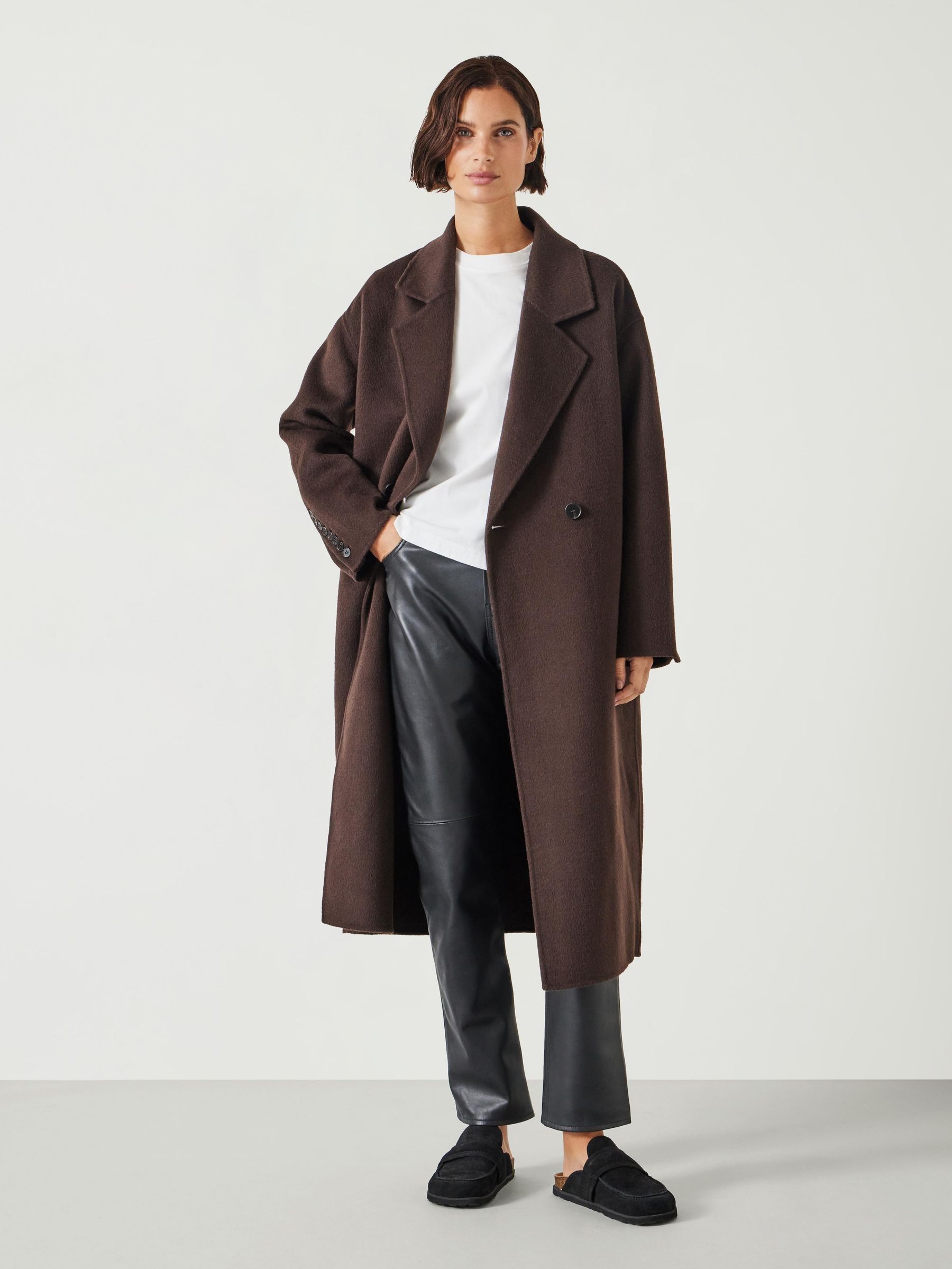 Buy Hush Brown Pure Wool Double Faced Coat from Next Ireland
