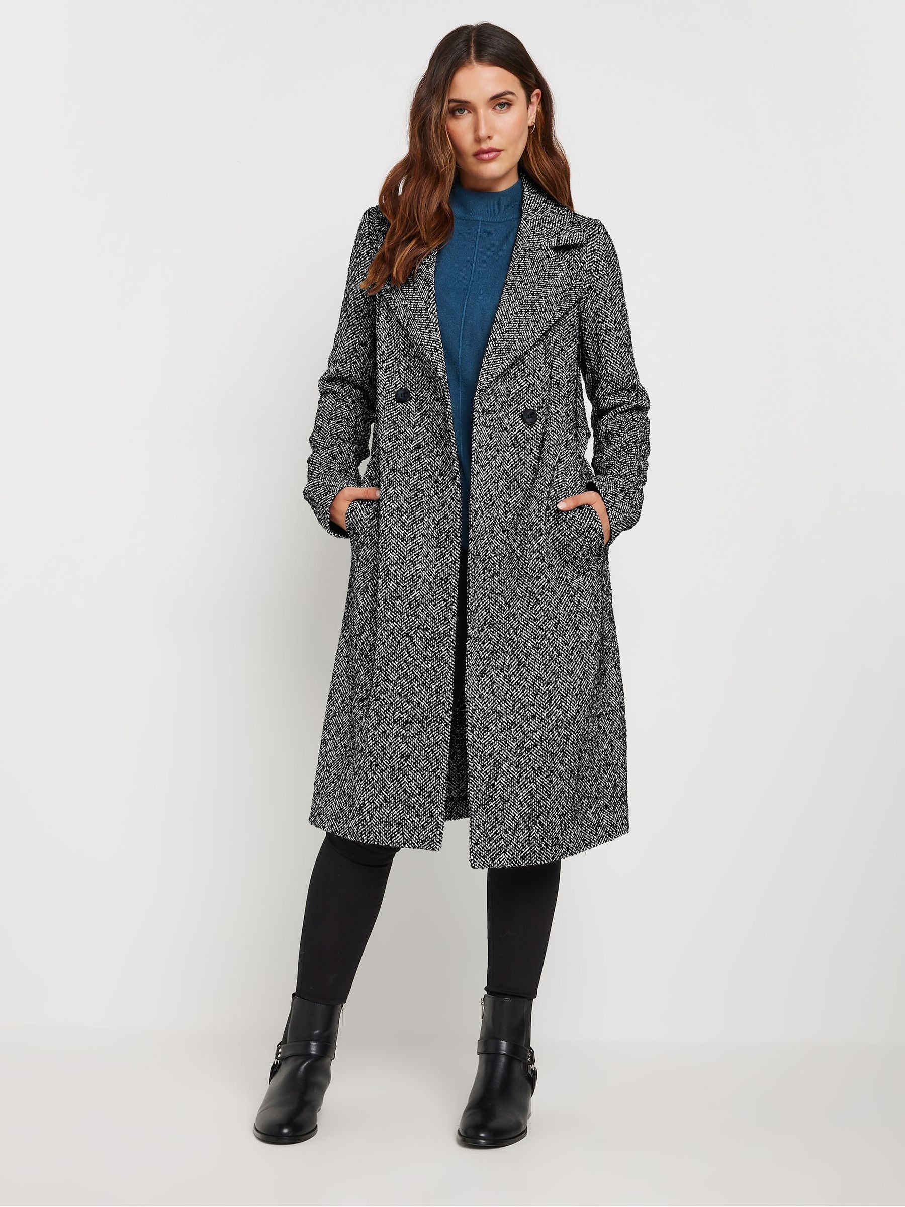 Buy Long Tall Sally Black Herringbone Wrap Coat from the Next UK online ...