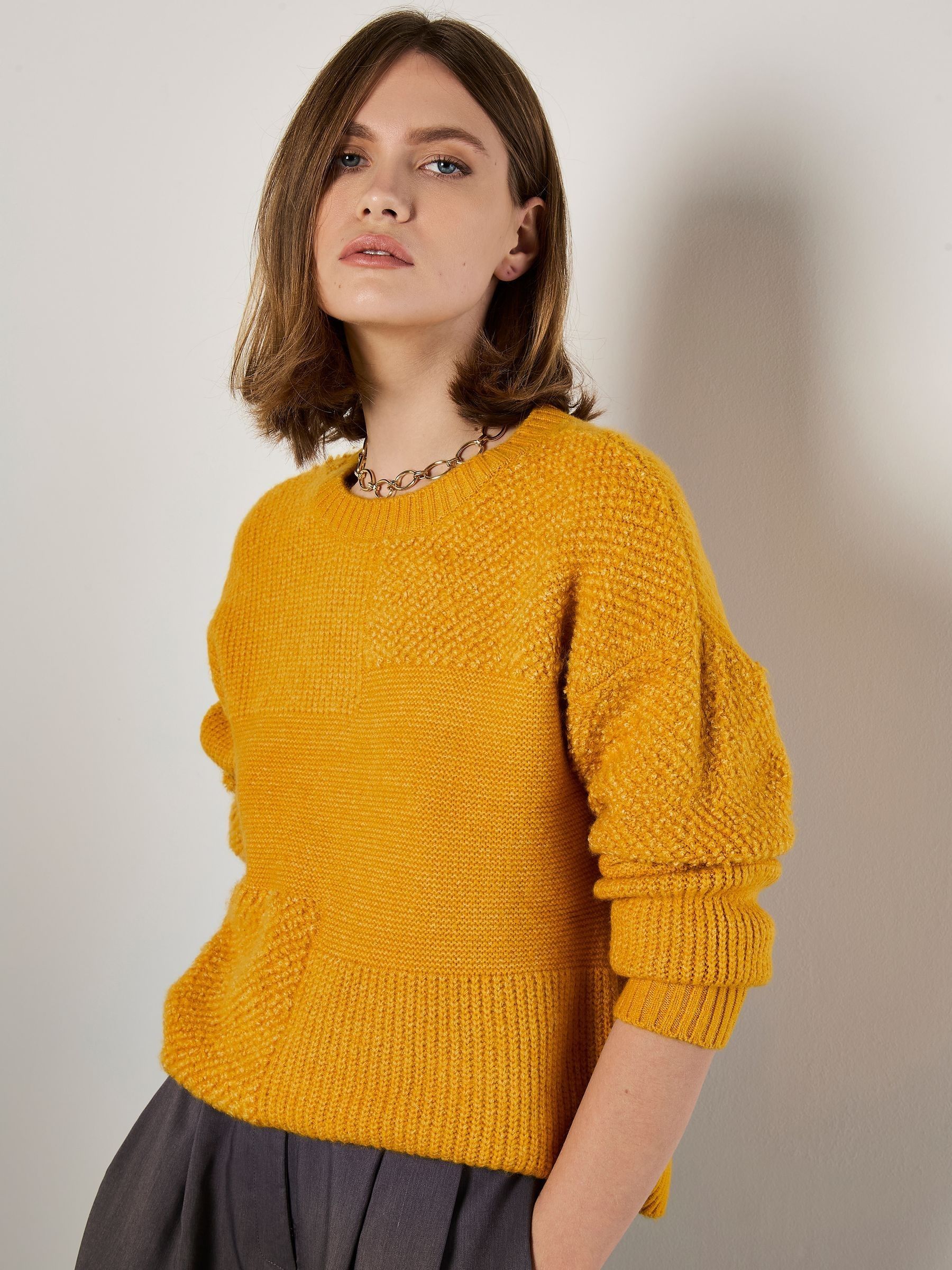 Buy Apricot Yellow Popcorn Patchwork Jumper from the Next UK online shop