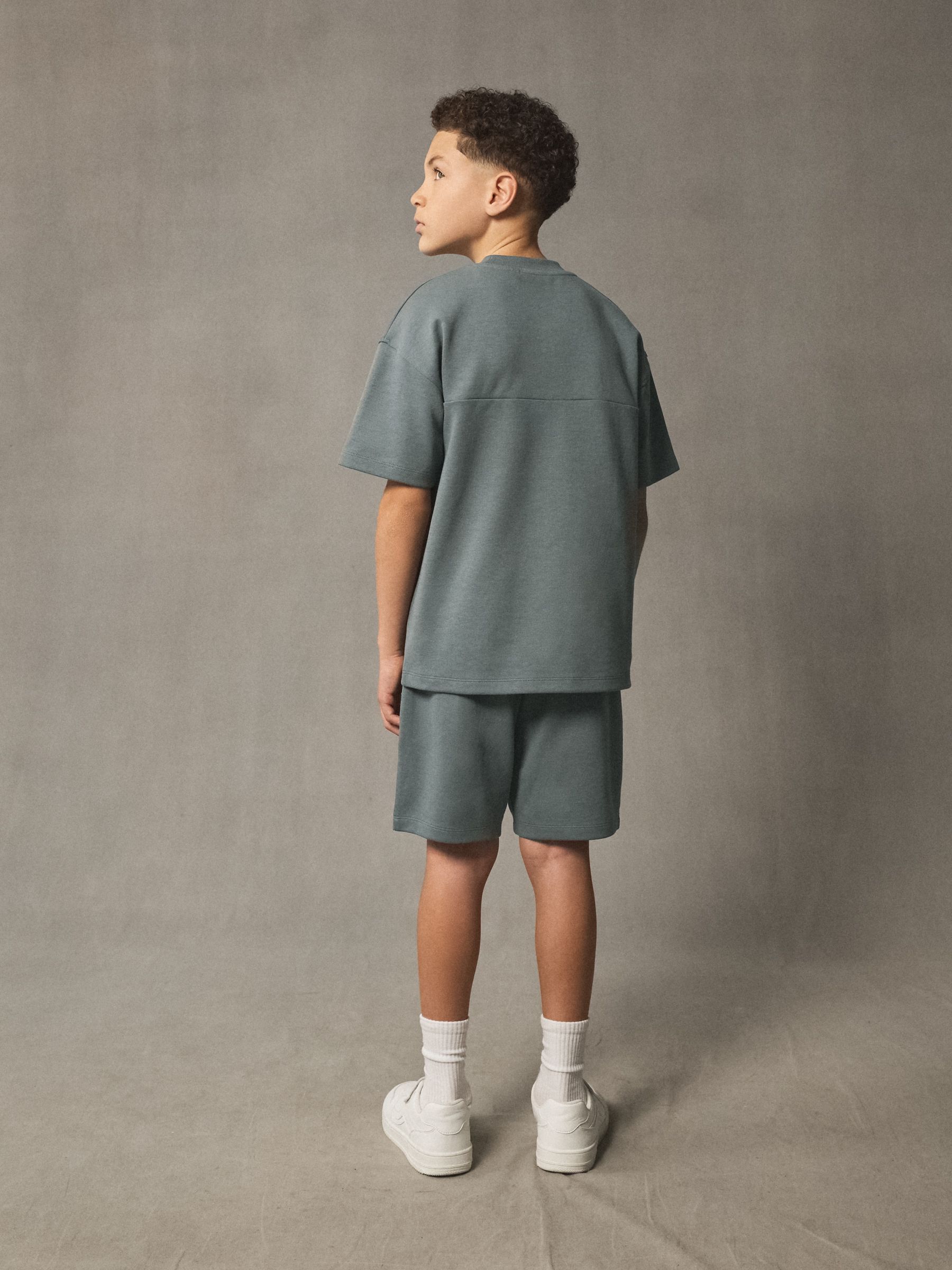 Buy Charcoal Grey - Relax Fit Heavyweight T-Shirt And Shorts Set (3 ...