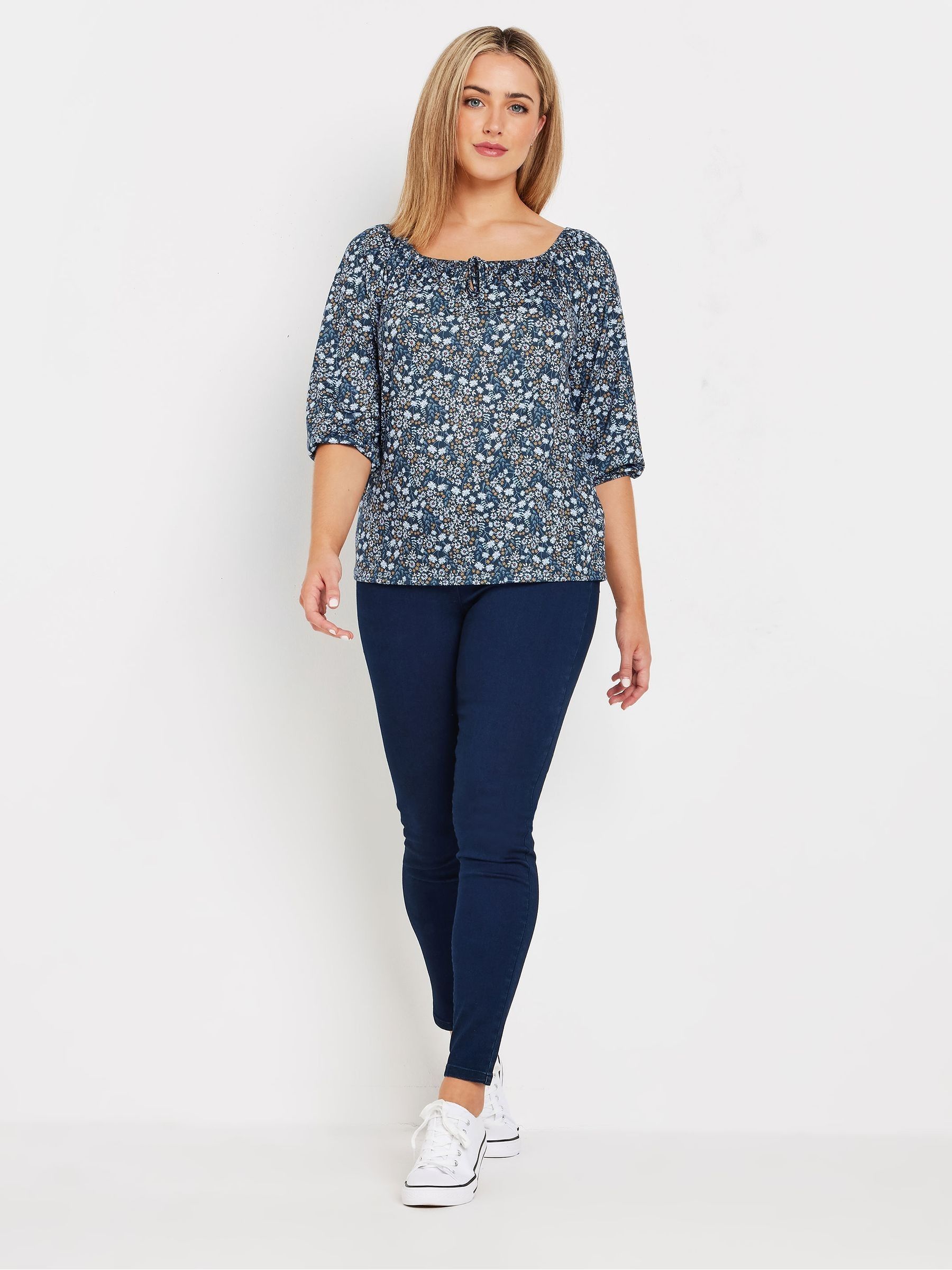 Buy M&Co Blue Ditsy Keyhole Front Top from the Next UK online shop