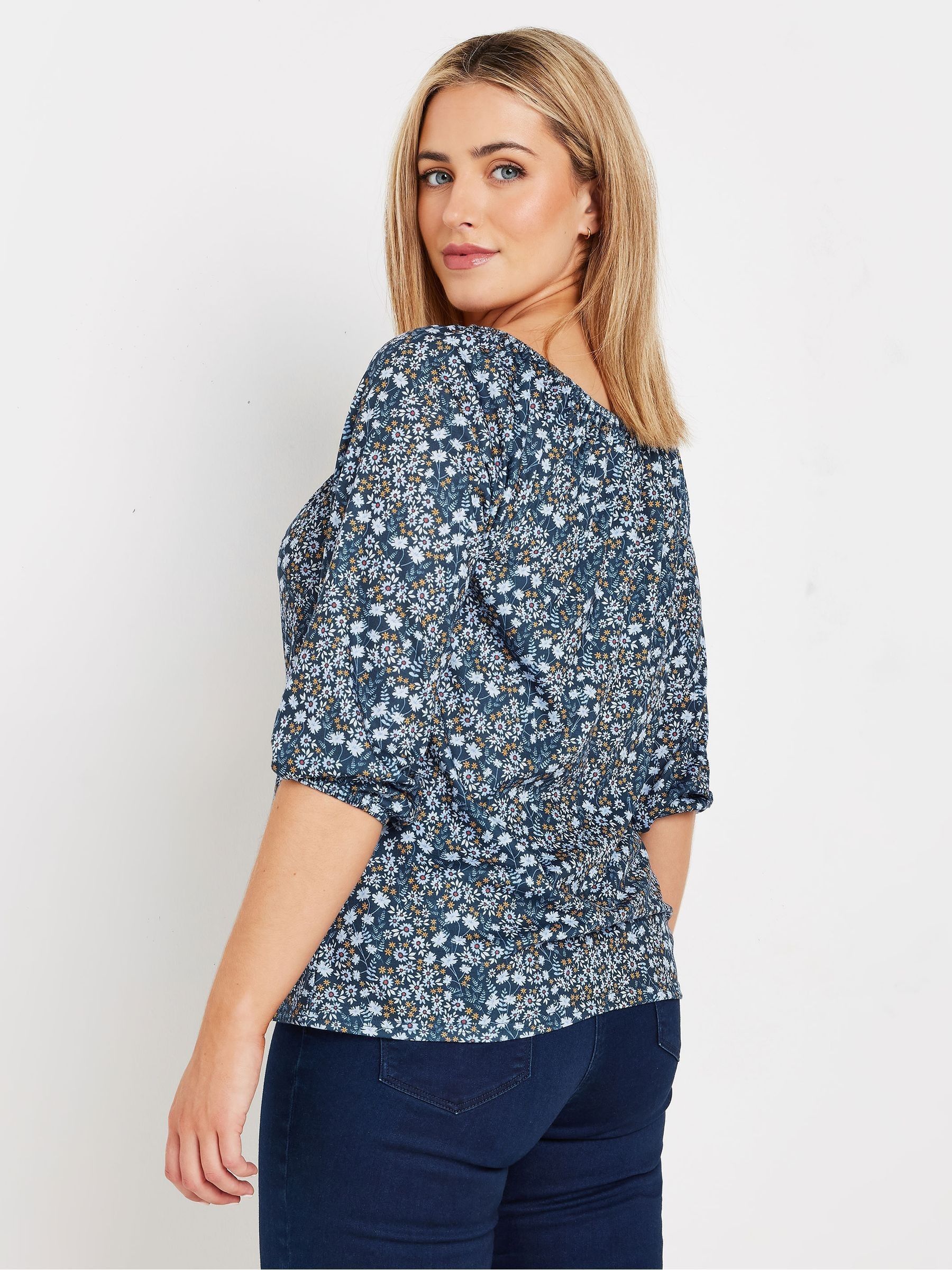 Buy M&Co Blue Ditsy Keyhole Front Top from the Next UK online shop