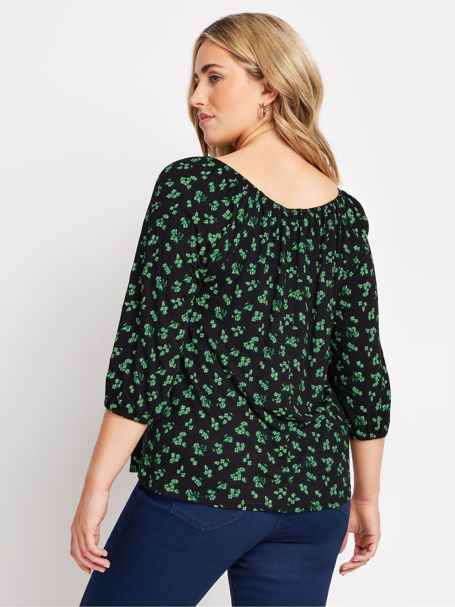 Buy M&Co Black Leaf Floral Keyhole Front Top from the Next UK online shop