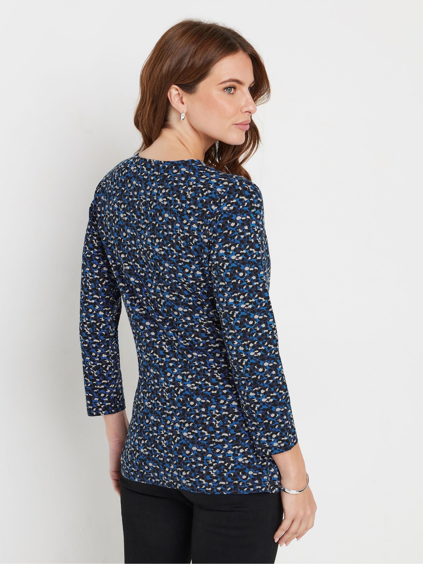 Buy M&Co Blue 3/4 Sleeve Wrap Top from the Next UK online shop