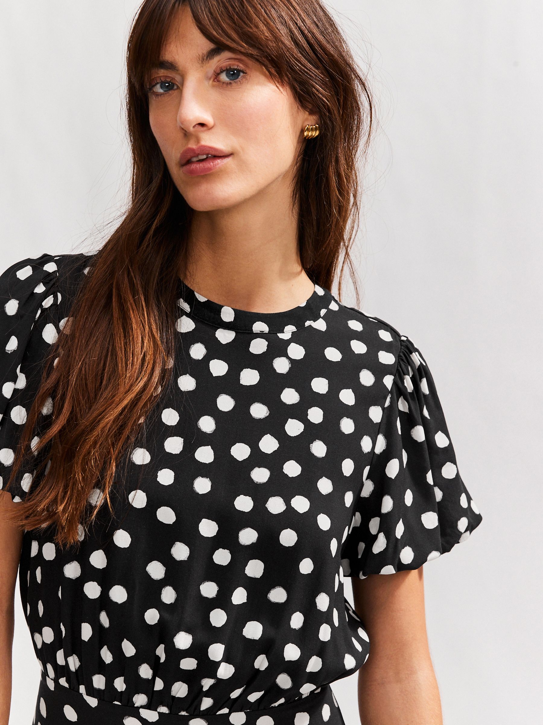 Buy Mono Spot Short Sleeve Crew Neck Spliced Midi Dress from Next Saudi ...