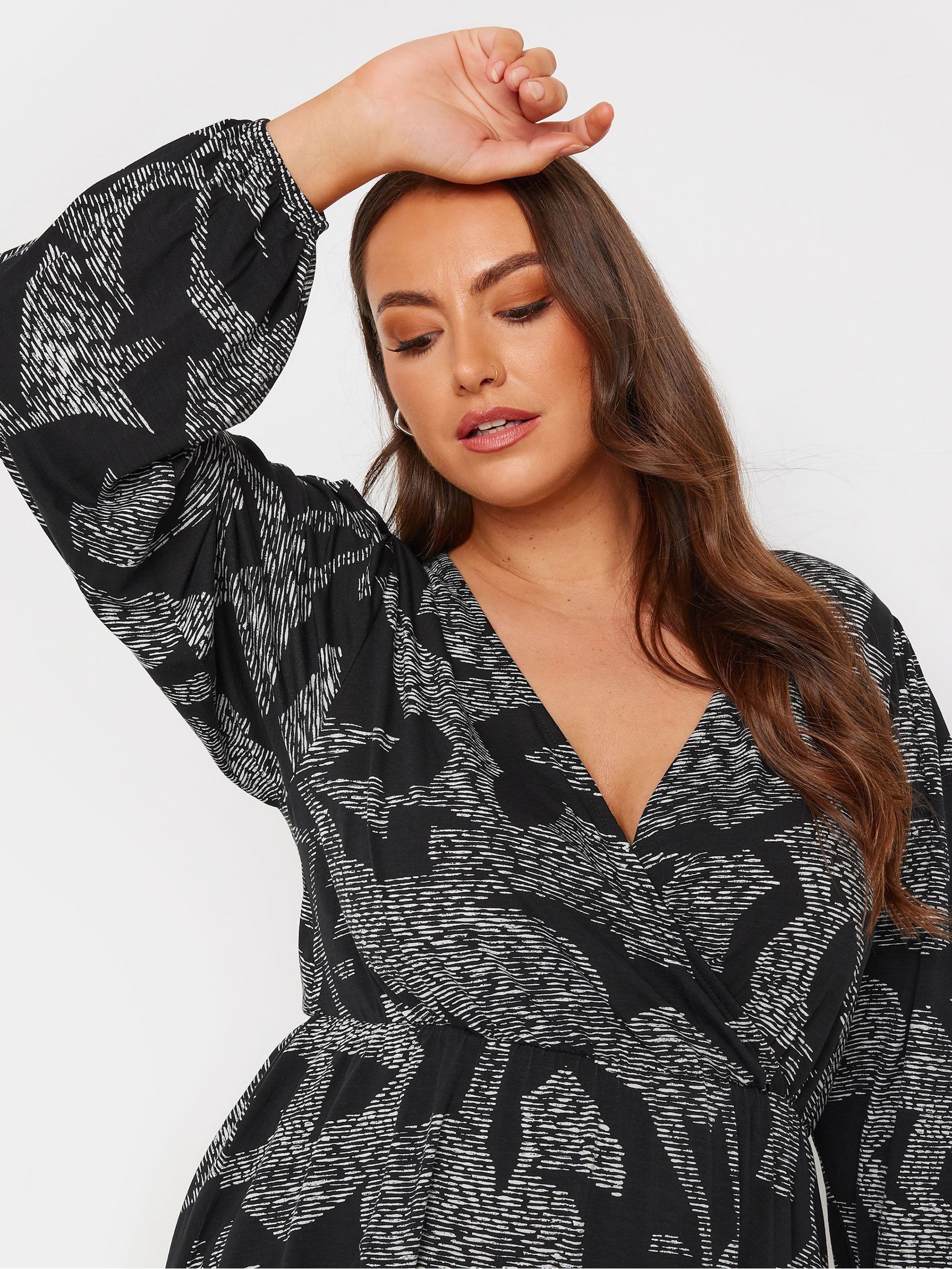 Buy Yours Curve Black Long Sleeve Wrap Top from the Next UK online shop