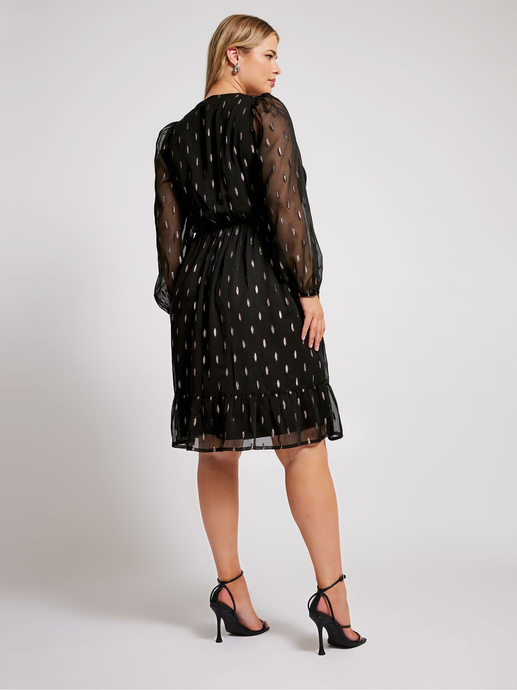 Buy Yours Curve Black London Metallic Dobby Wrap Top from the Next UK ...