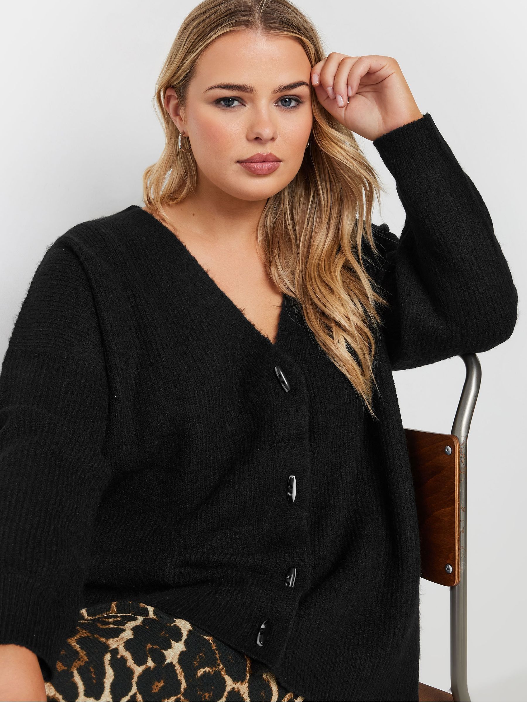 Buy Yours Curve Black Button Through Cardigan from the Next UK online shop