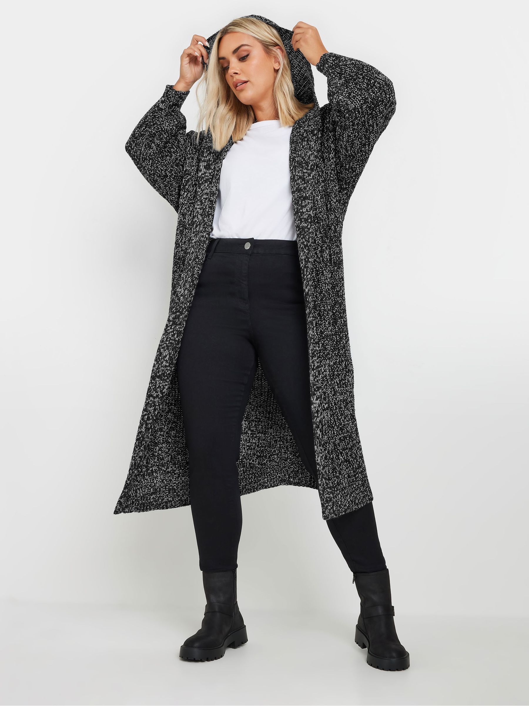 Buy Yours Curve Black Hooded Longline Cardigan from Next Ireland