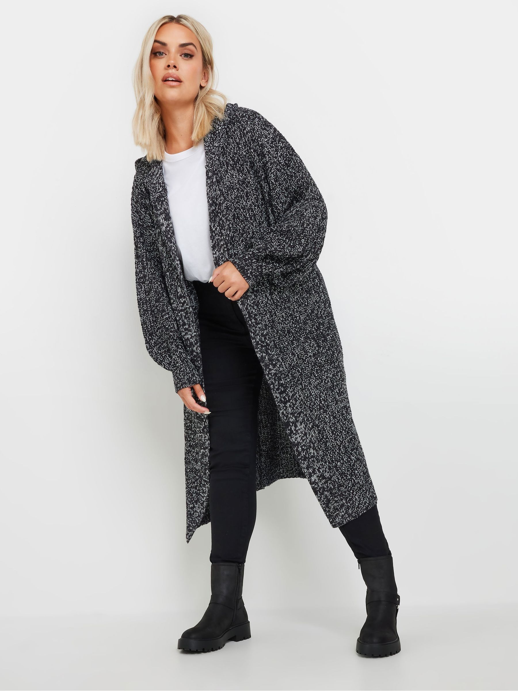Buy Yours Curve Black Hooded Longline Cardigan from Next Ireland