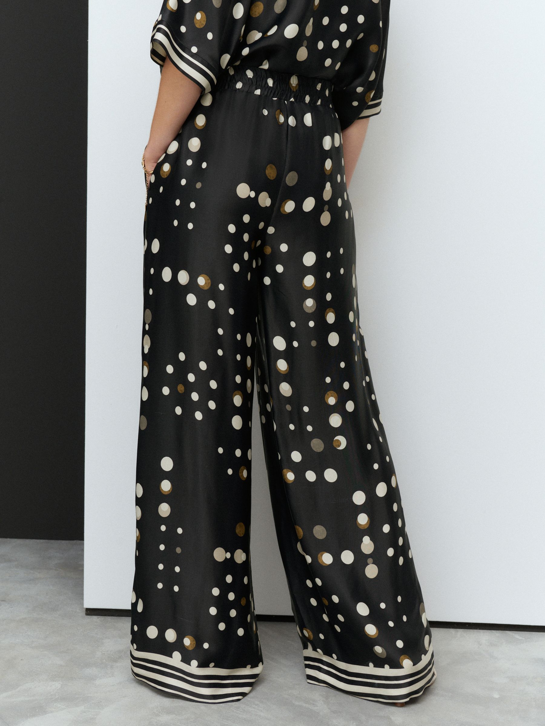 Buy Black Spot Wide Leg Satin Trousers from the Next UK online shop