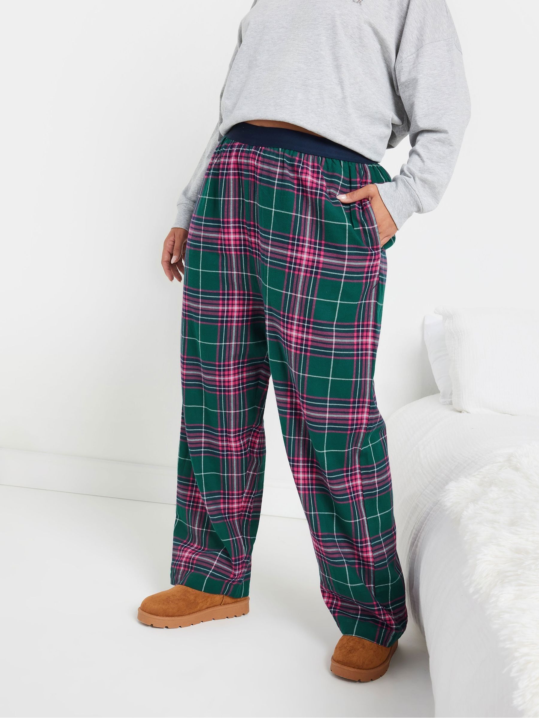 Buy Yours Curve Pink Check Pyjamas from the Next UK online shop