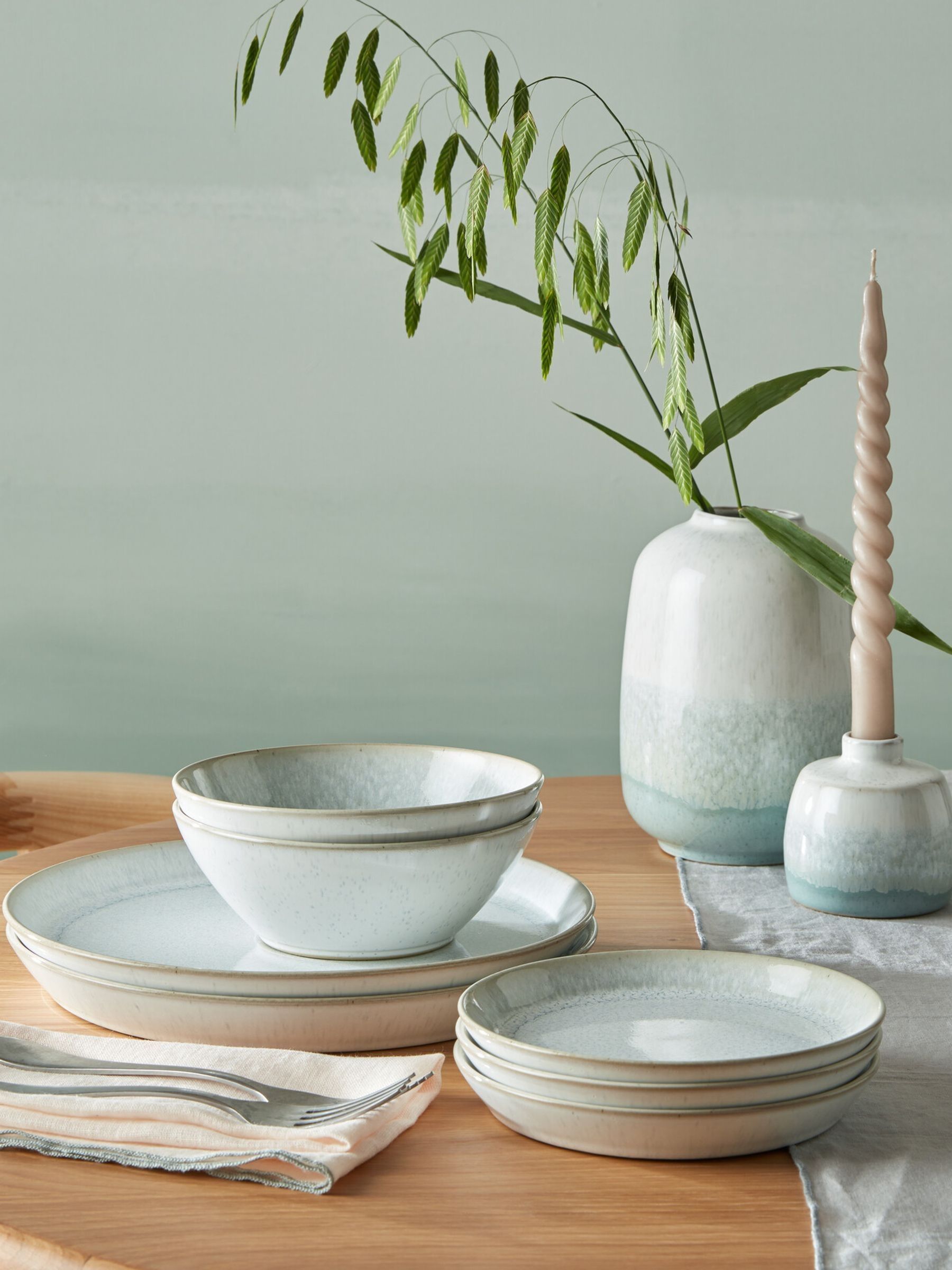 Buy Denby 12 Piece Green Kiln Tableware Dinner Set from the Next UK ...
