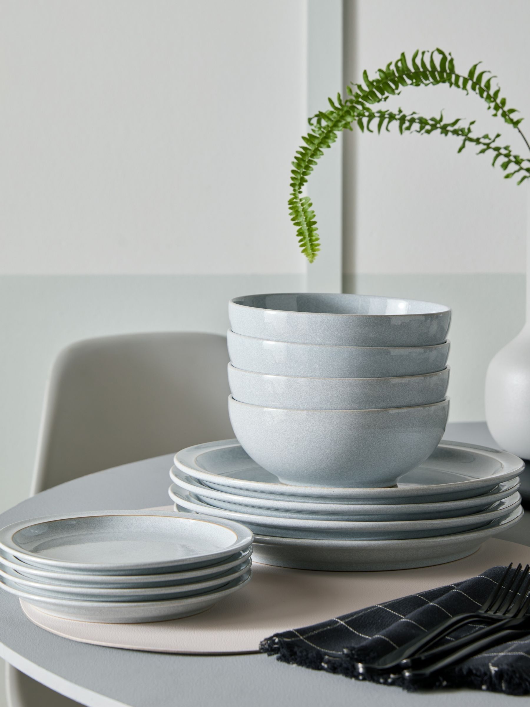 Buy Denby 12 Piece Dove Grey Tableware Dinner Set from the Next UK ...