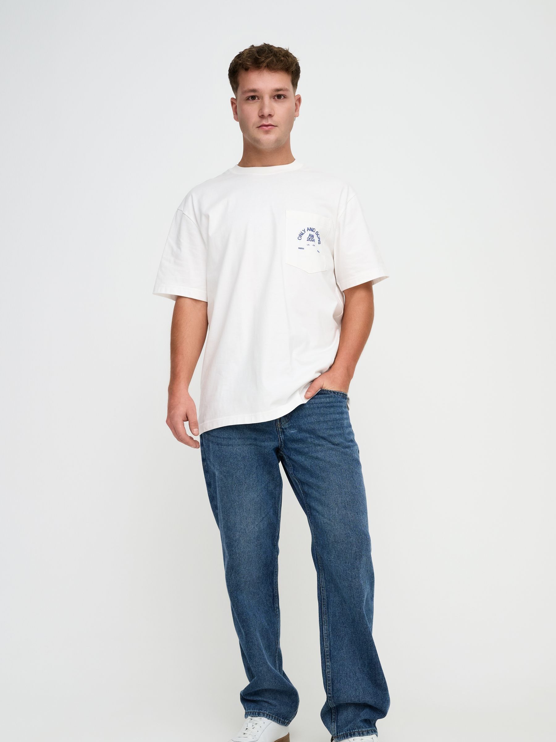 Buy Only & Sons Blue Straight Fit Edge Jeans from the Next UK online shop