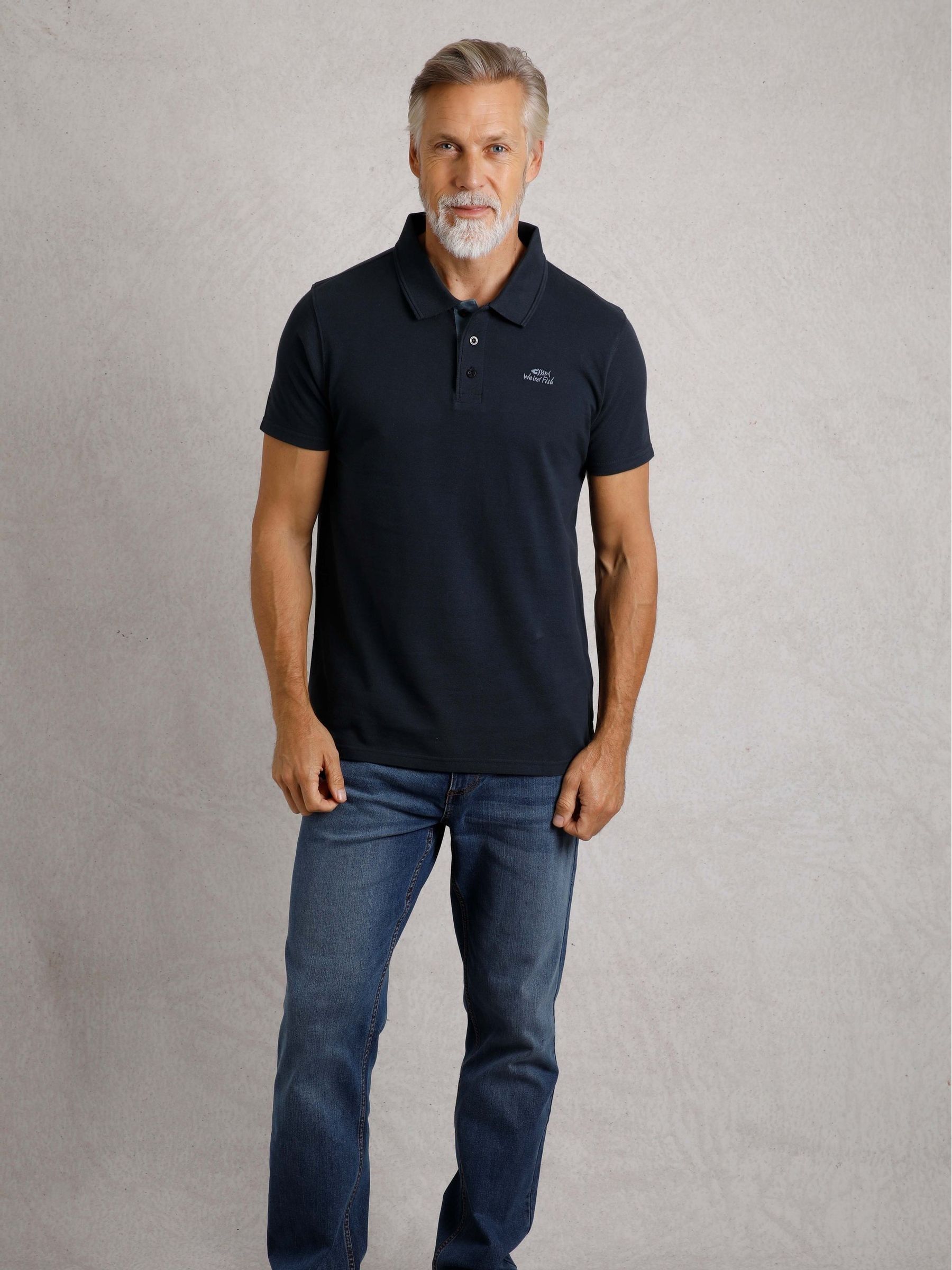 Buy Weird Fish Navy Blue Miles Pique Cotton Polo Shirt from the Next UK ...