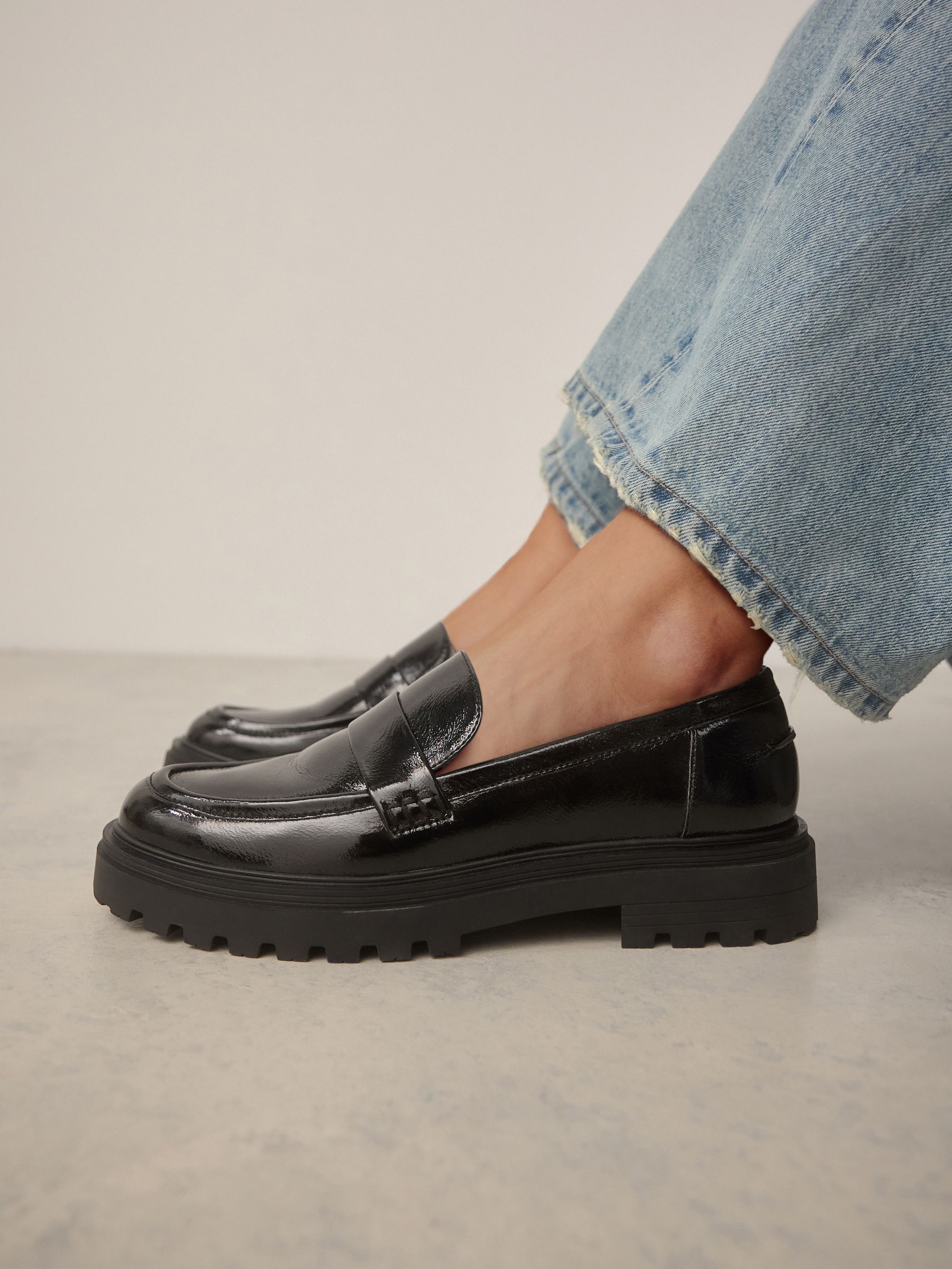 Buy Black Extra Wide Fit Chunky Loafers from the Next UK online shop