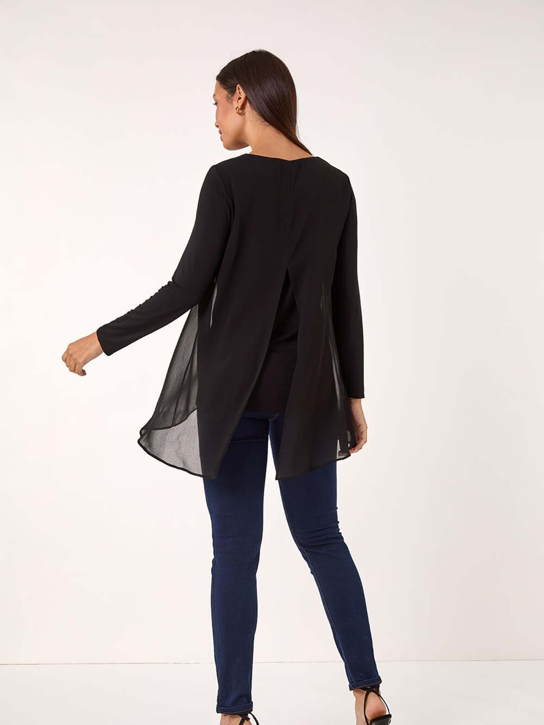 Buy Roman Black Ring Front Chiffon Overlay Tunic Top from the Next UK ...