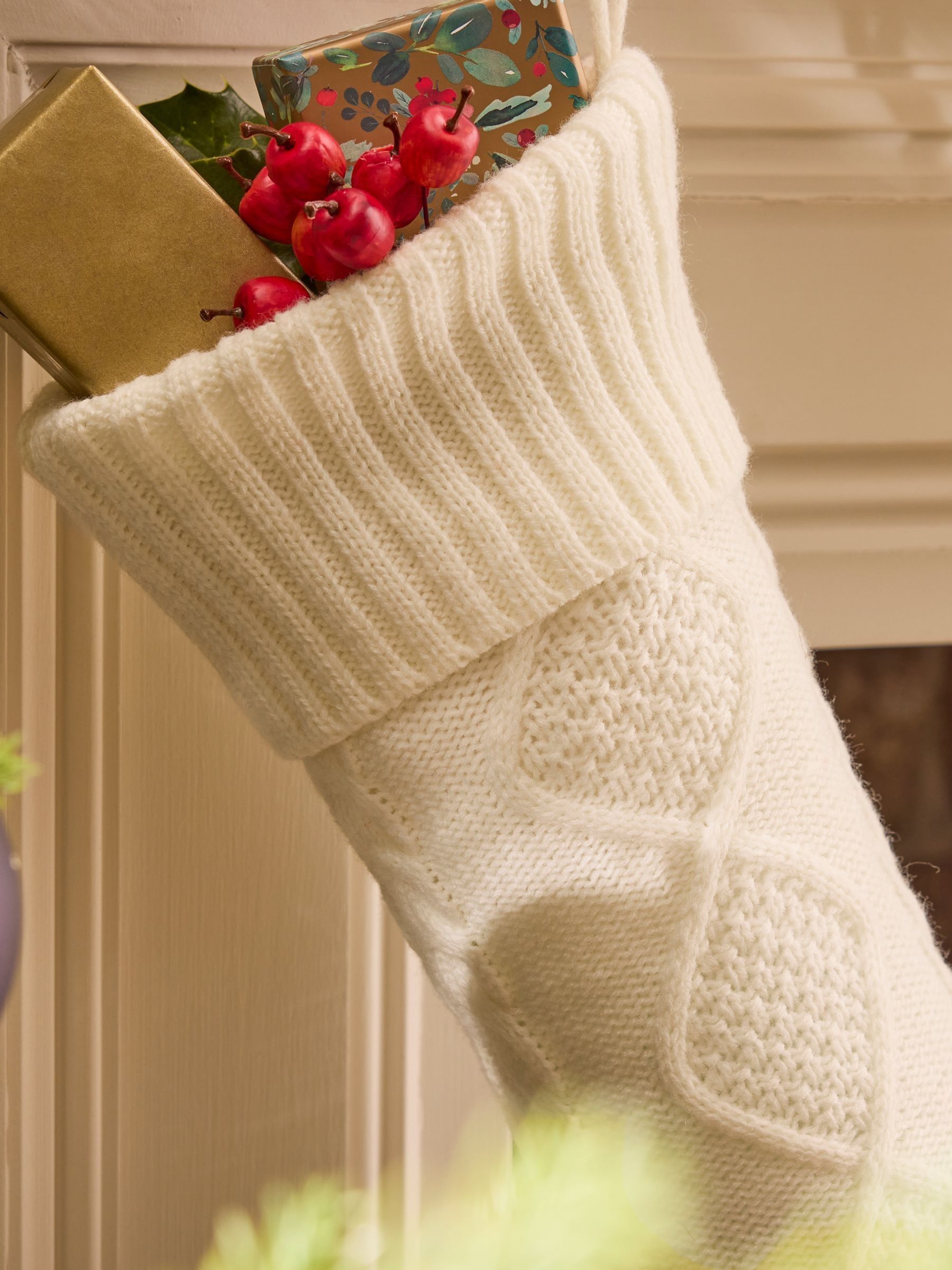 Buy Personalised Cream Cable Knit Christmas Stocking by Dibor from the ...