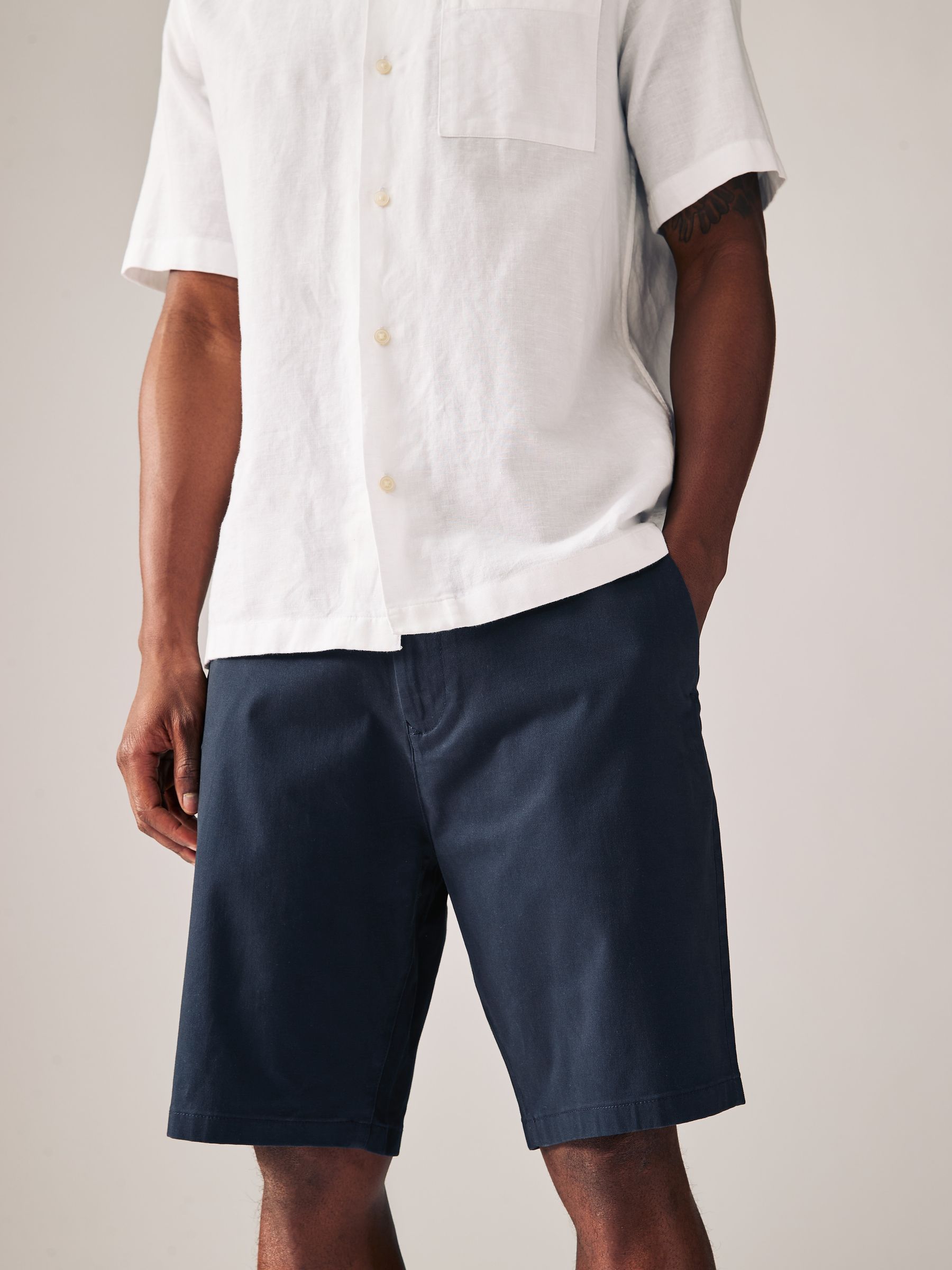 Buy Black/Navy Slim Fit Stretch Chino Shorts 2 Pack from the Next UK ...