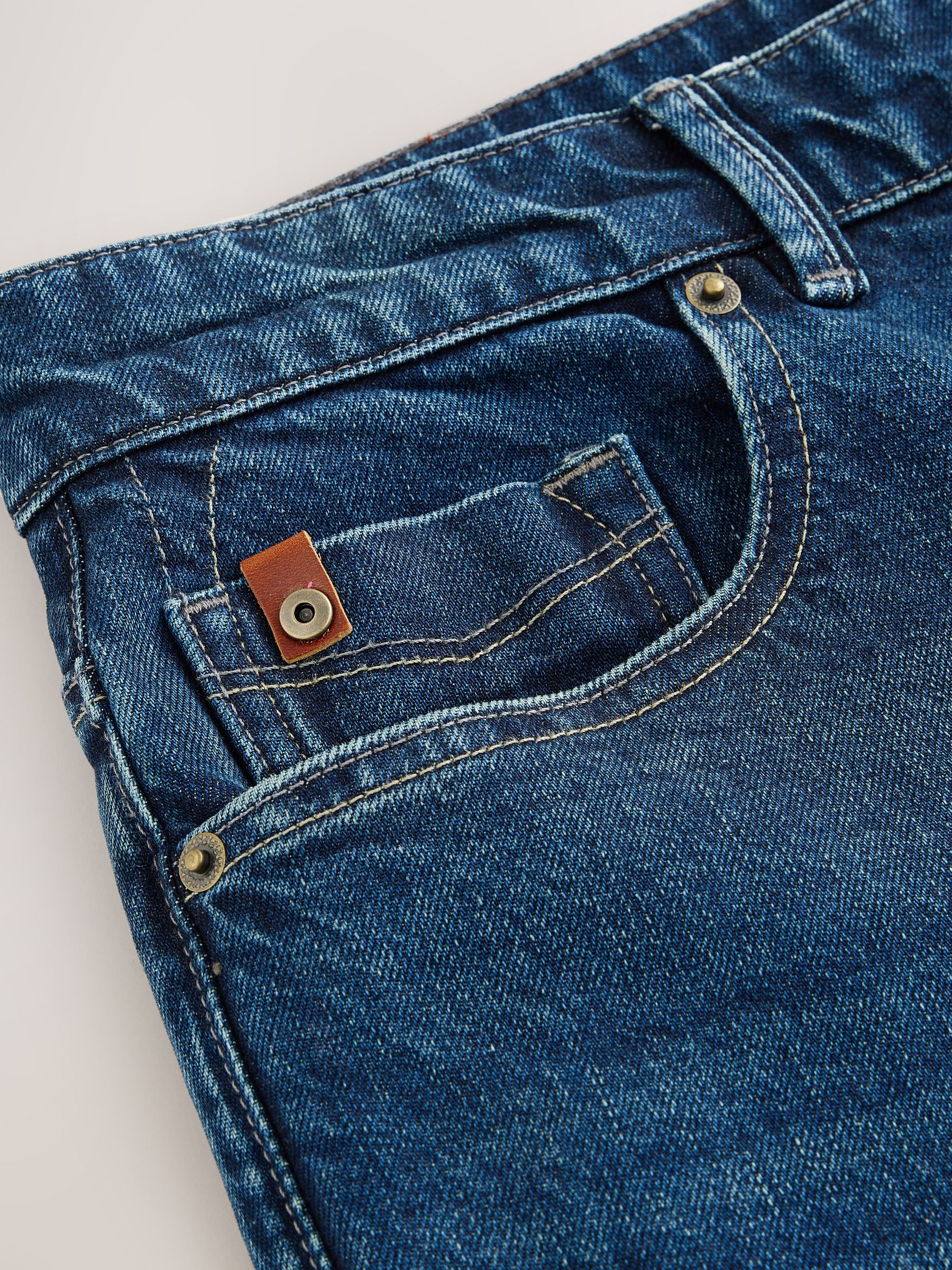 Buy Dark Blue Straight Fit Signature Soft Touch Denim Jeans from the ...