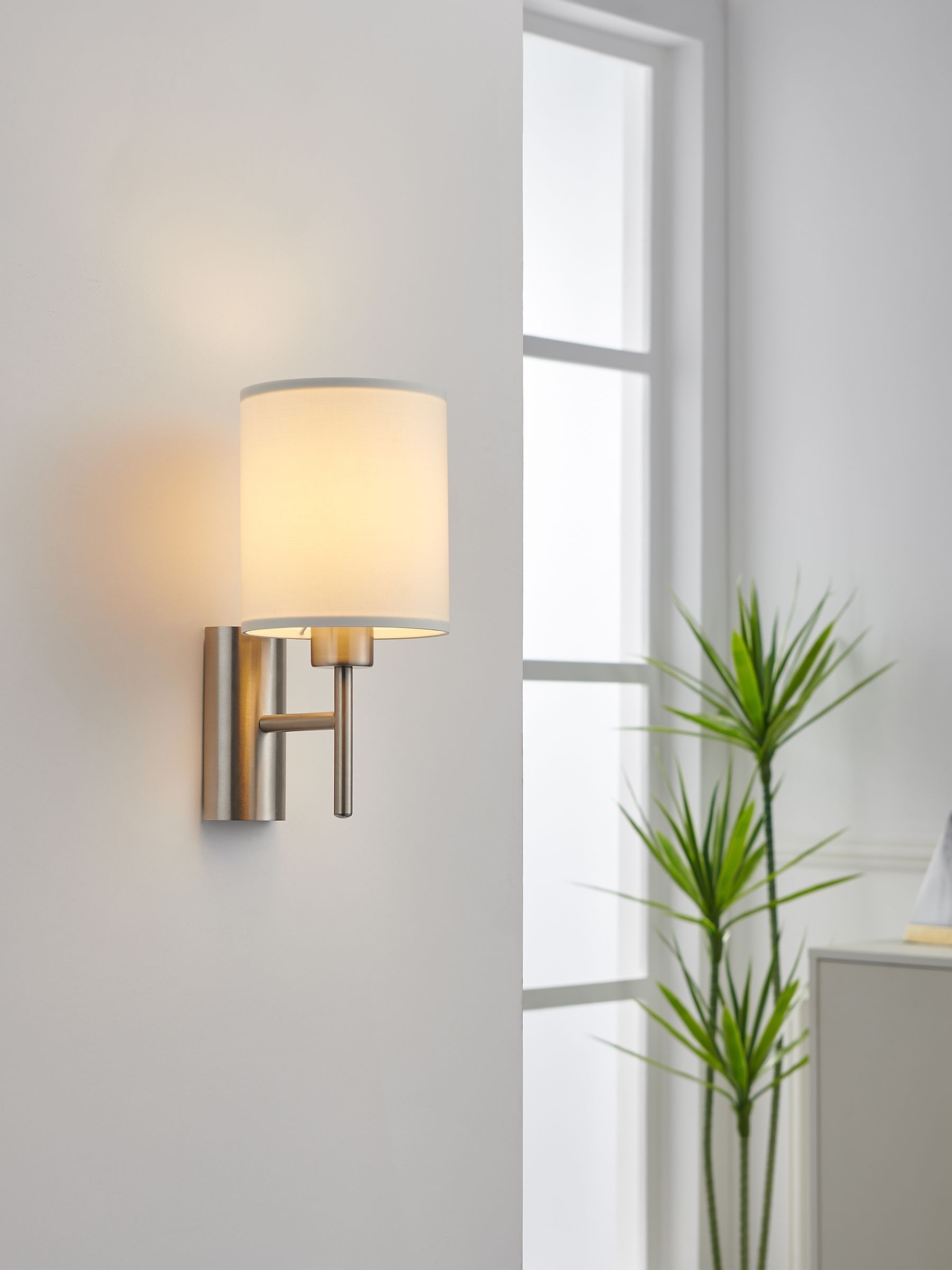 Buy Eglo Satin Nickel Pasteri Fabric And Steel Wall Light With Switch ...