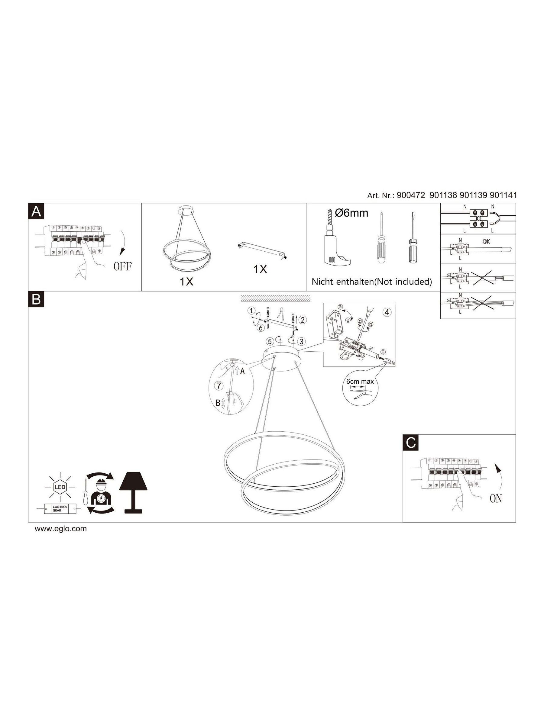 Buy Eglo Sand Ruotale LED Steel And Aluminium Pendant Ceiling Light ...
