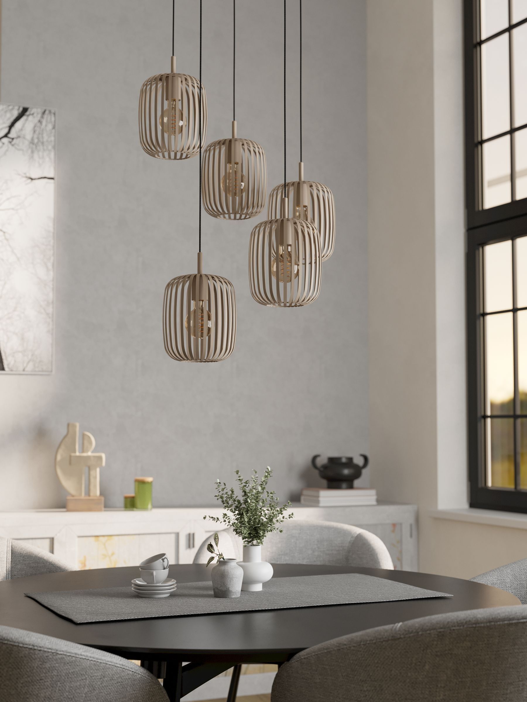 Buy Eglo Sand Romazzina Steel Contemporary 5 Light Pendant Ceiling ...