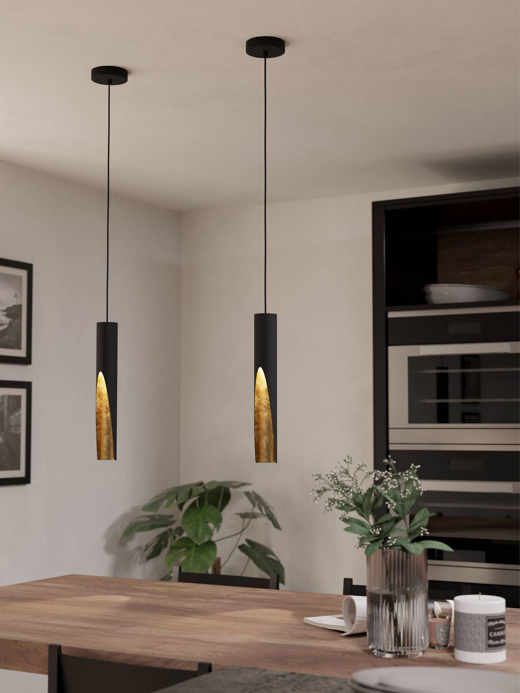 Buy Eglo Black And Gold Barbotto Steel Modern Pendant Ceiling Light ...