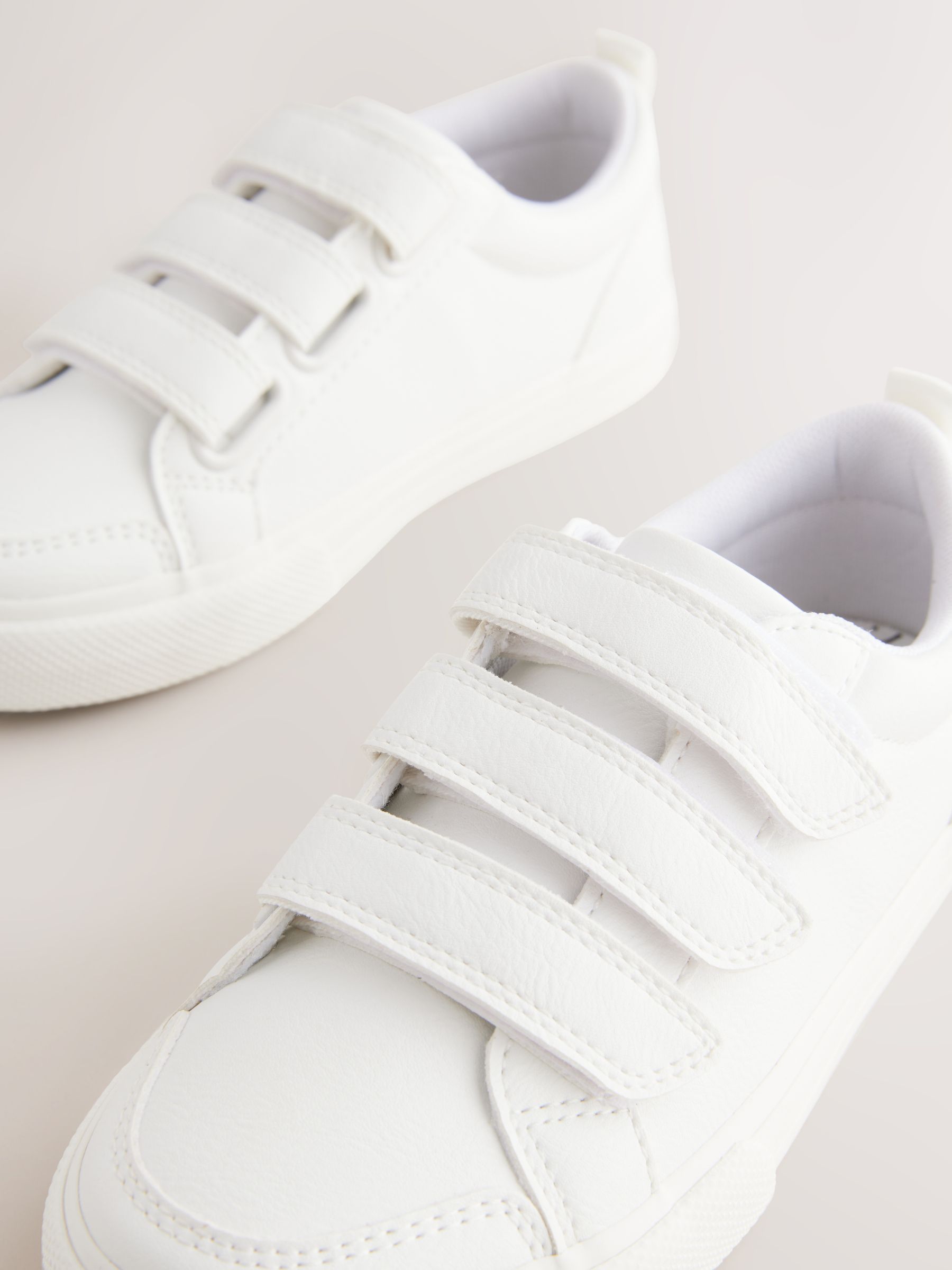 Buy White Wide Fit (G) Touch Fastening Smart Casual Trainers from the ...