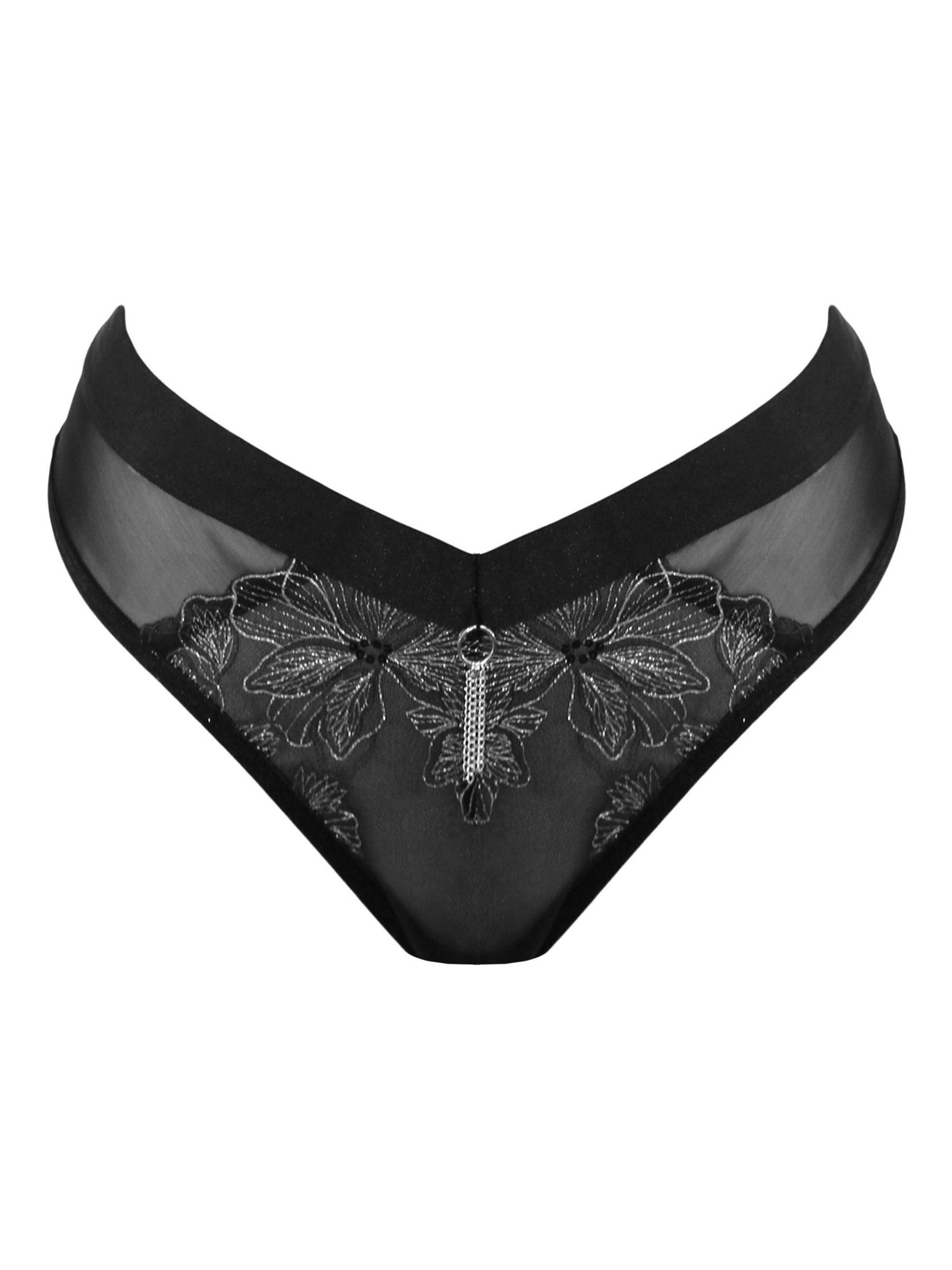 Buy Pour Moi Black/Silver Brazilian Constance V-Shape Knickers from the ...