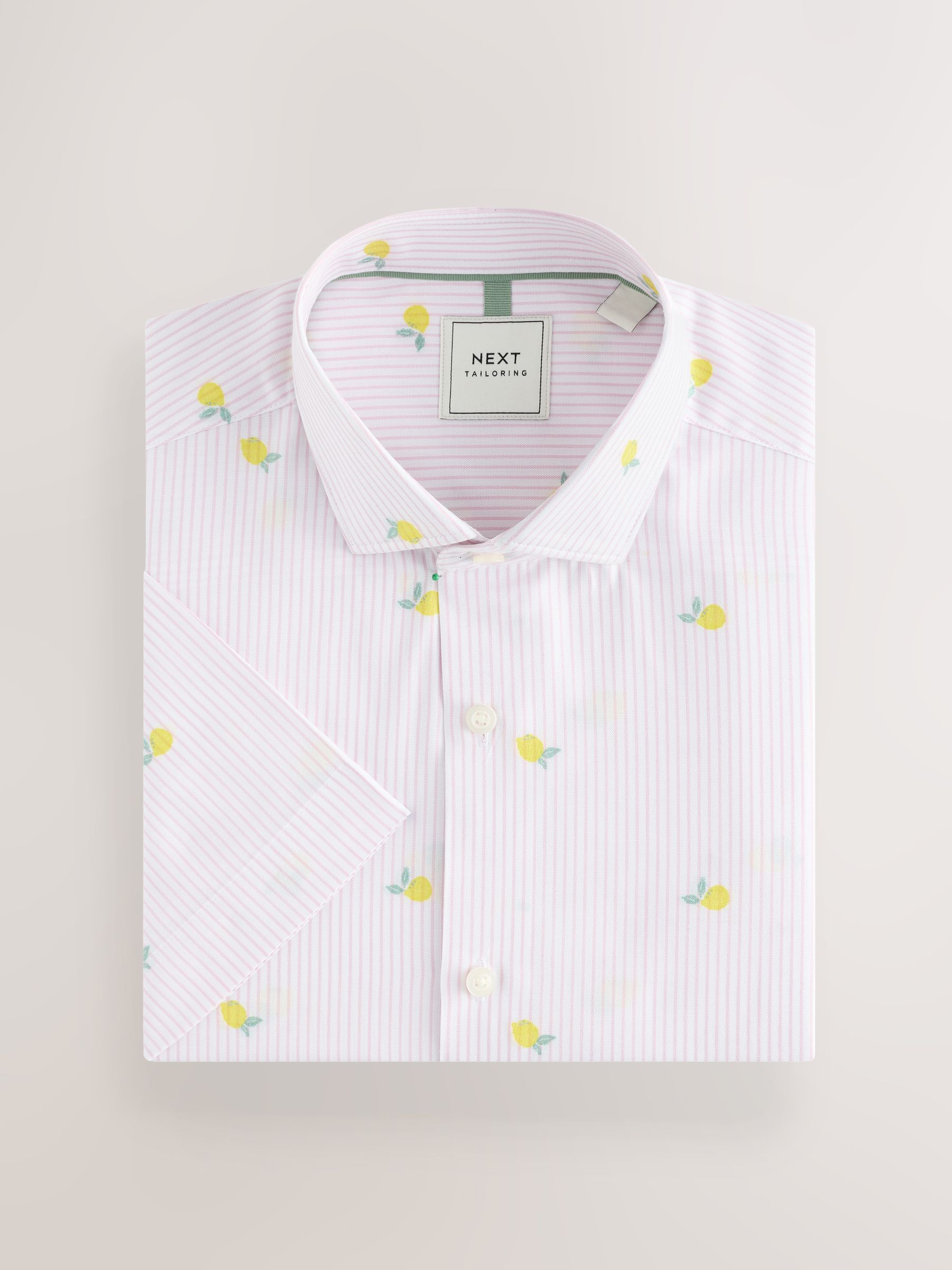 Buy Pink Bengal Lemon Conversational Fruit Print Stripe Easy Iron ...