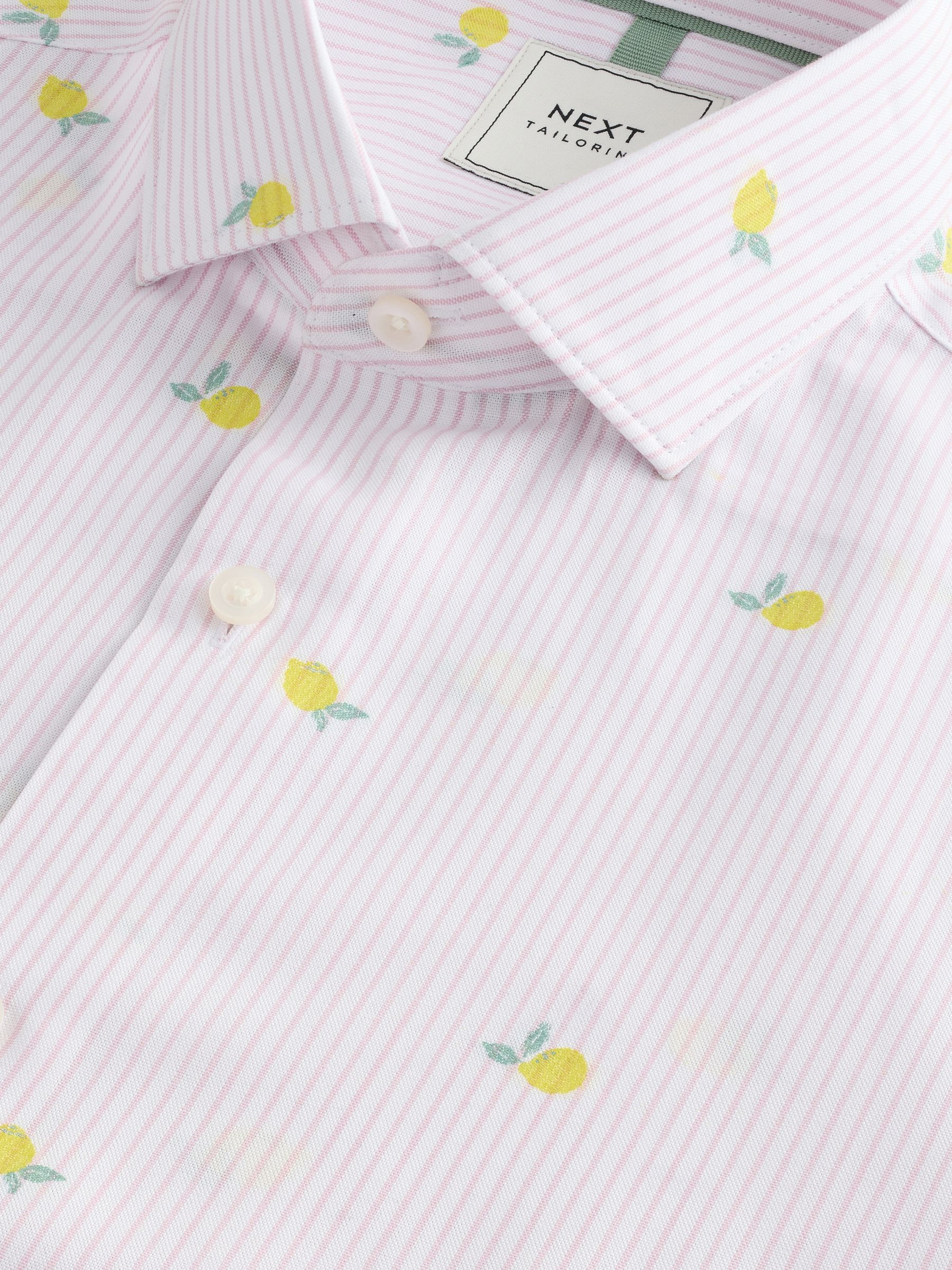 Buy Pink Bengal Lemon Conversational Fruit Print Stripe Easy Iron ...