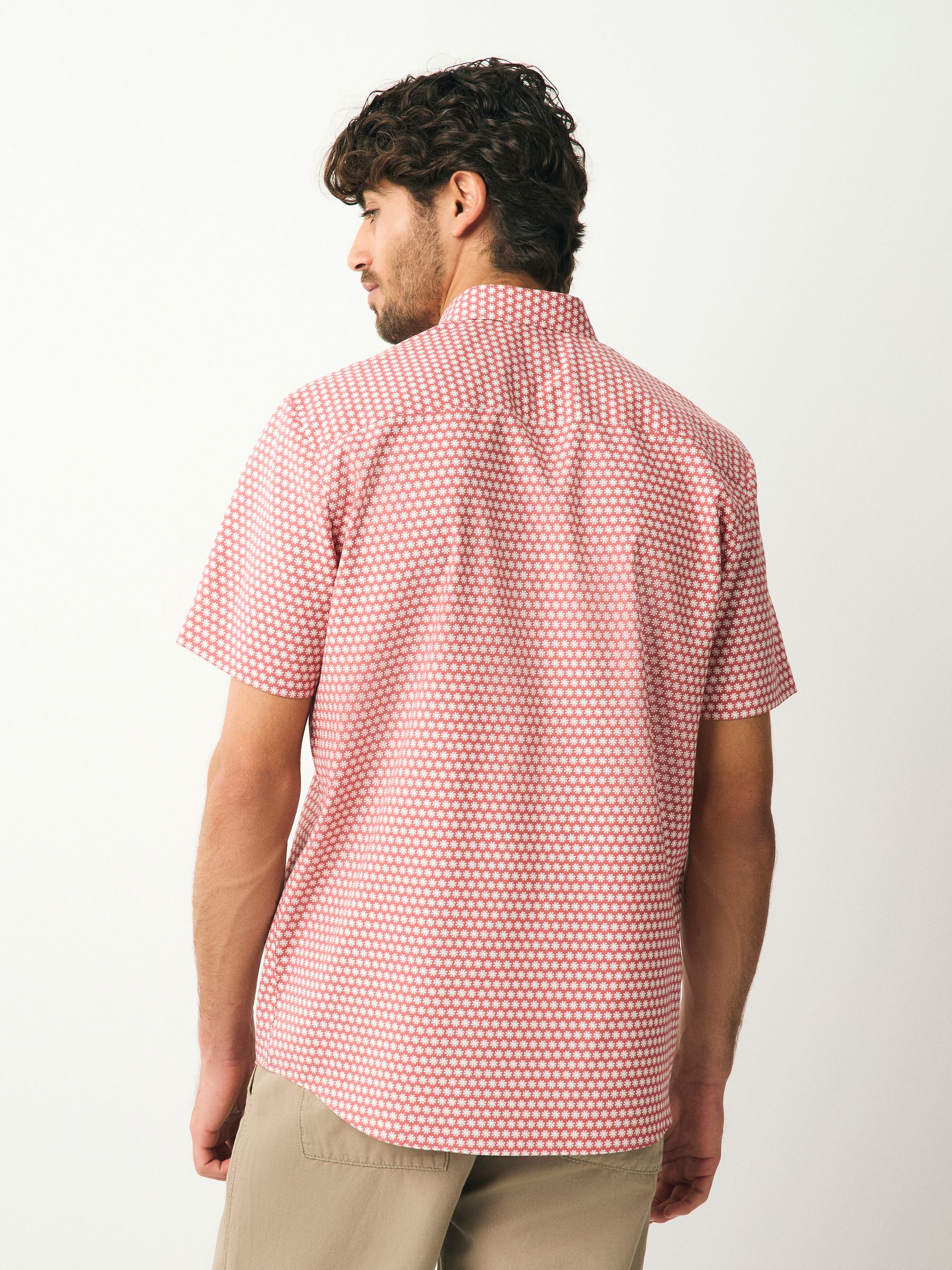 Buy Red Geometric Easy Iron With Short Sleeve Oxford Shirt from Next ...