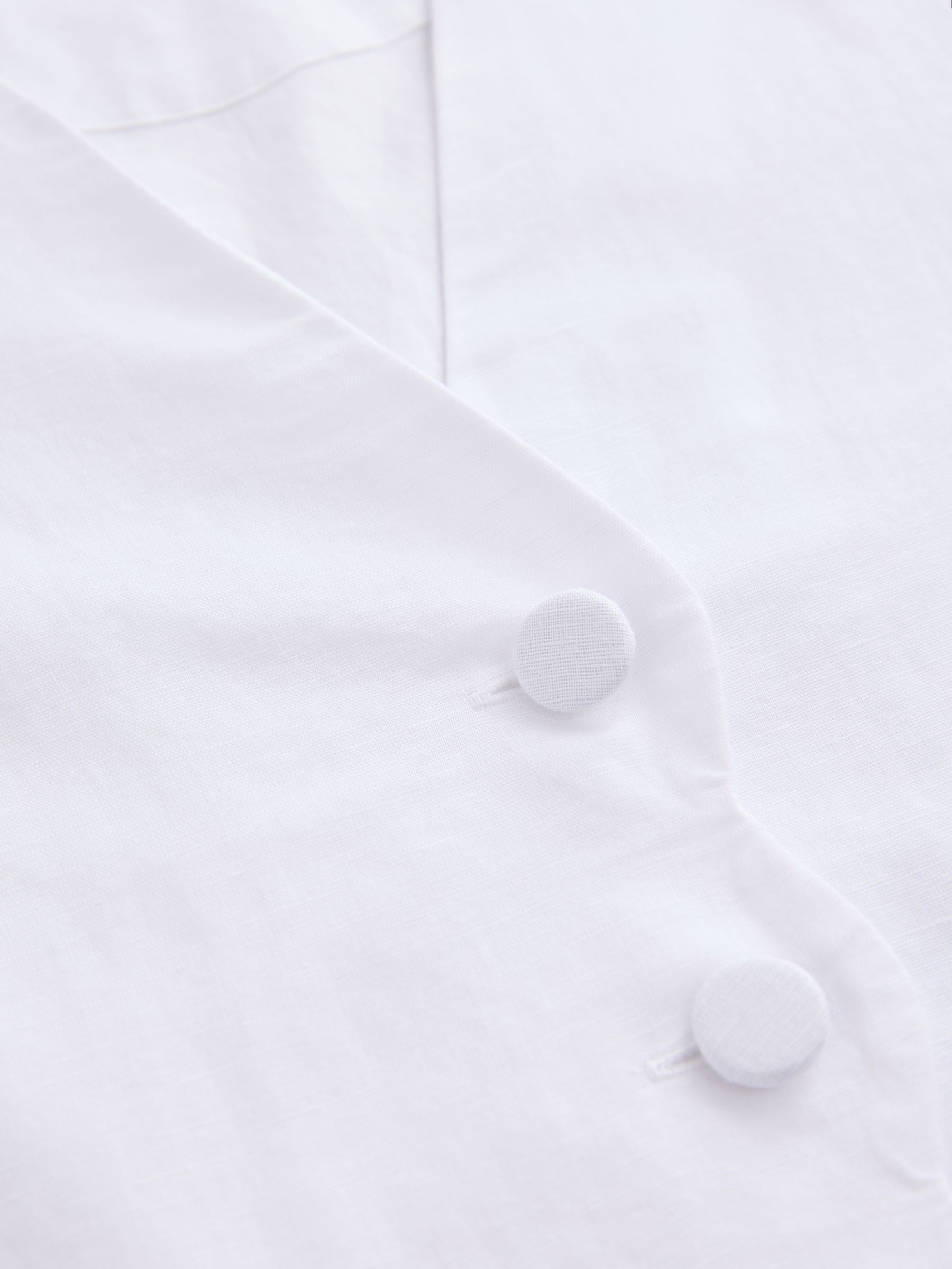 Buy White Linen Blend Scallop Button Down Short Sleeve Blouse from the ...