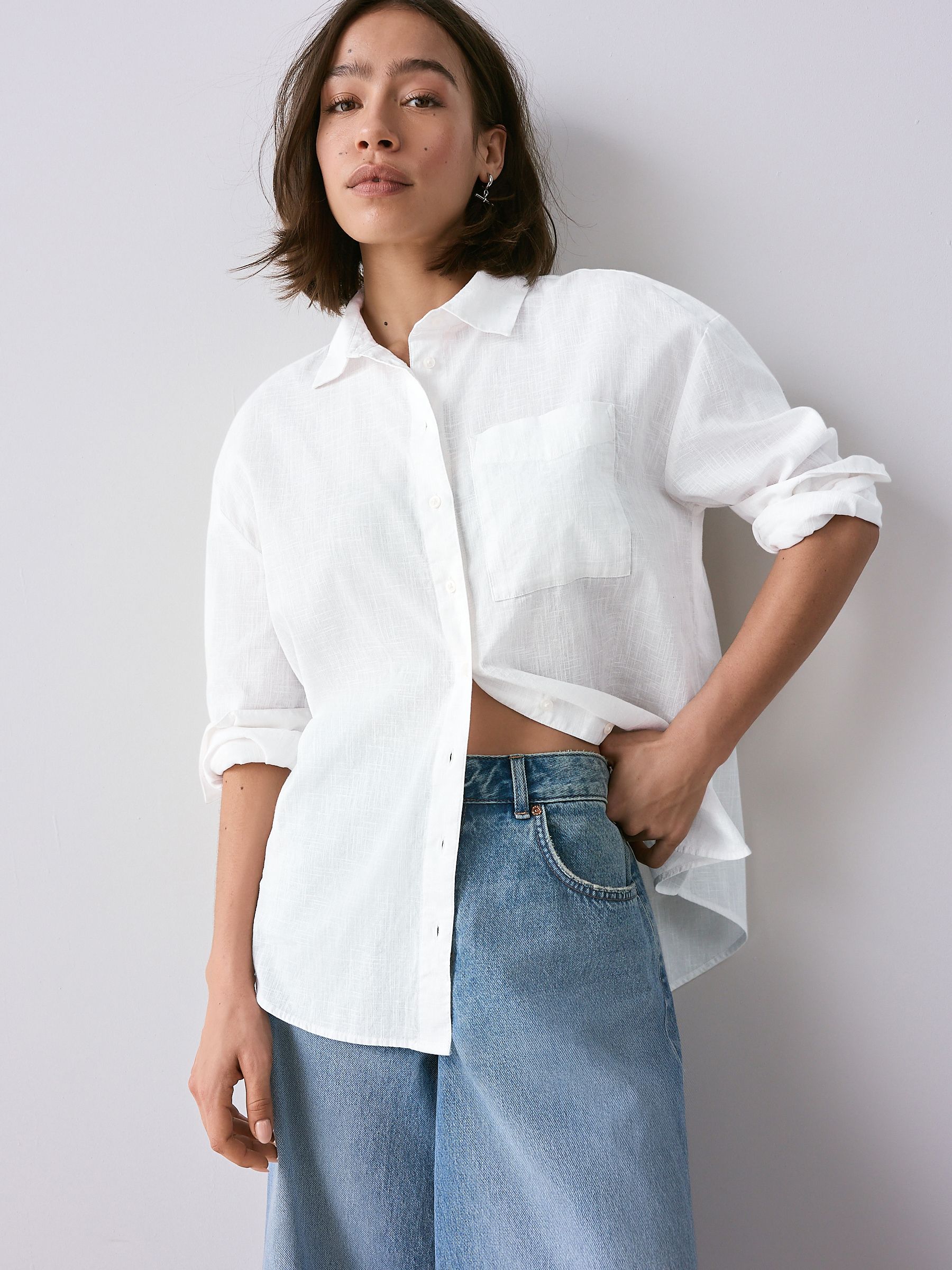 Buy White Long Sleeve Shirt With Linen from the Next UK online shop