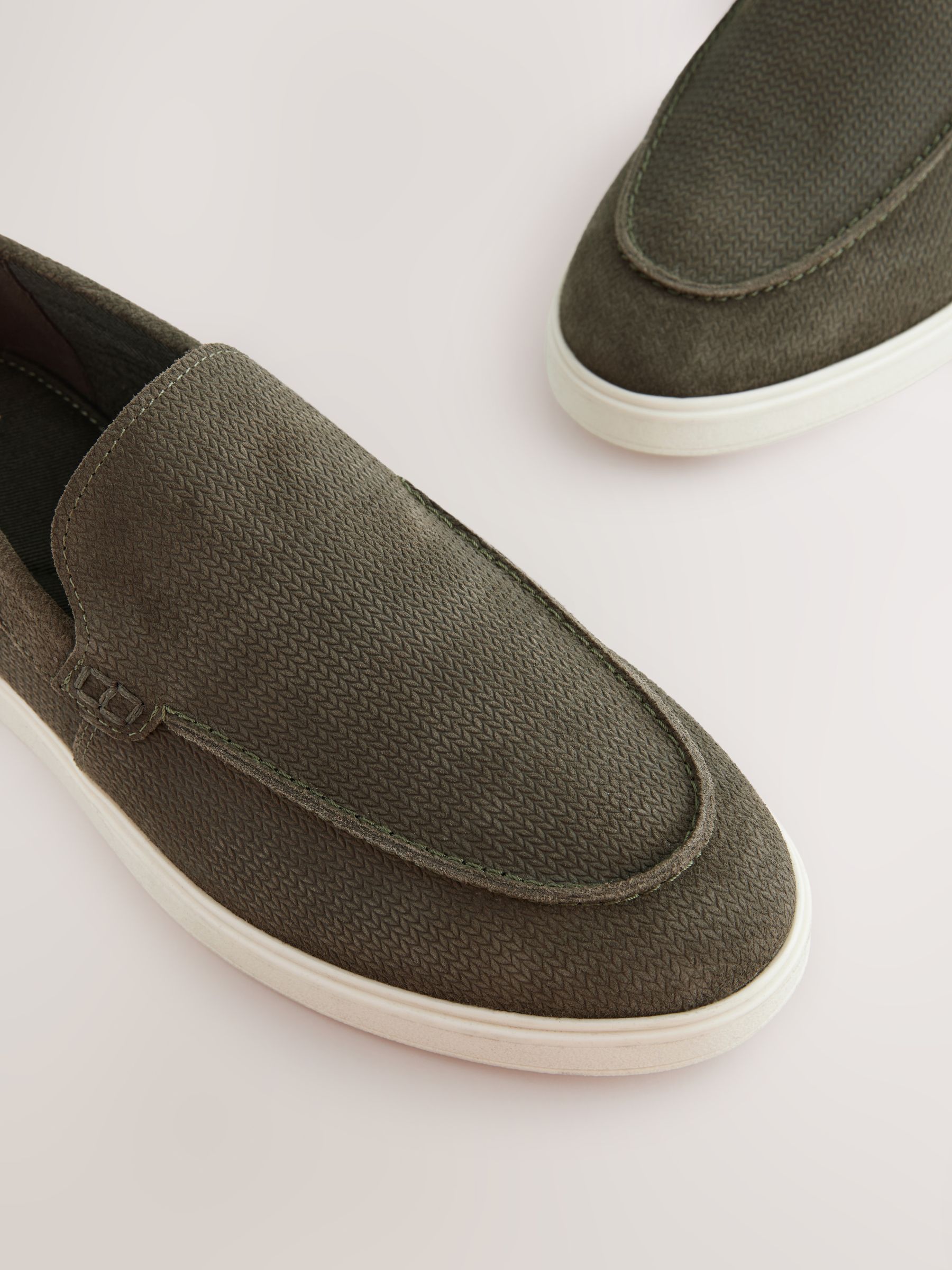 Buy Khaki Green Suede Casual Loafers from Next Saudi Arabia