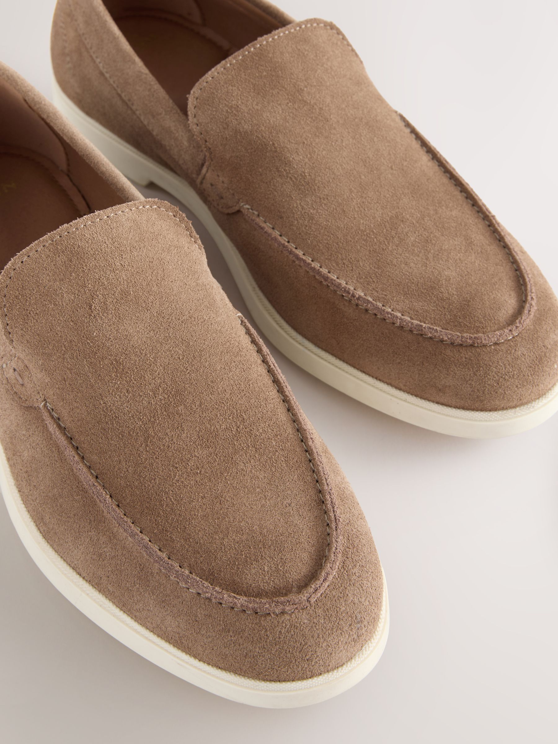 Buy Taupe Suede Loafers from Next USA