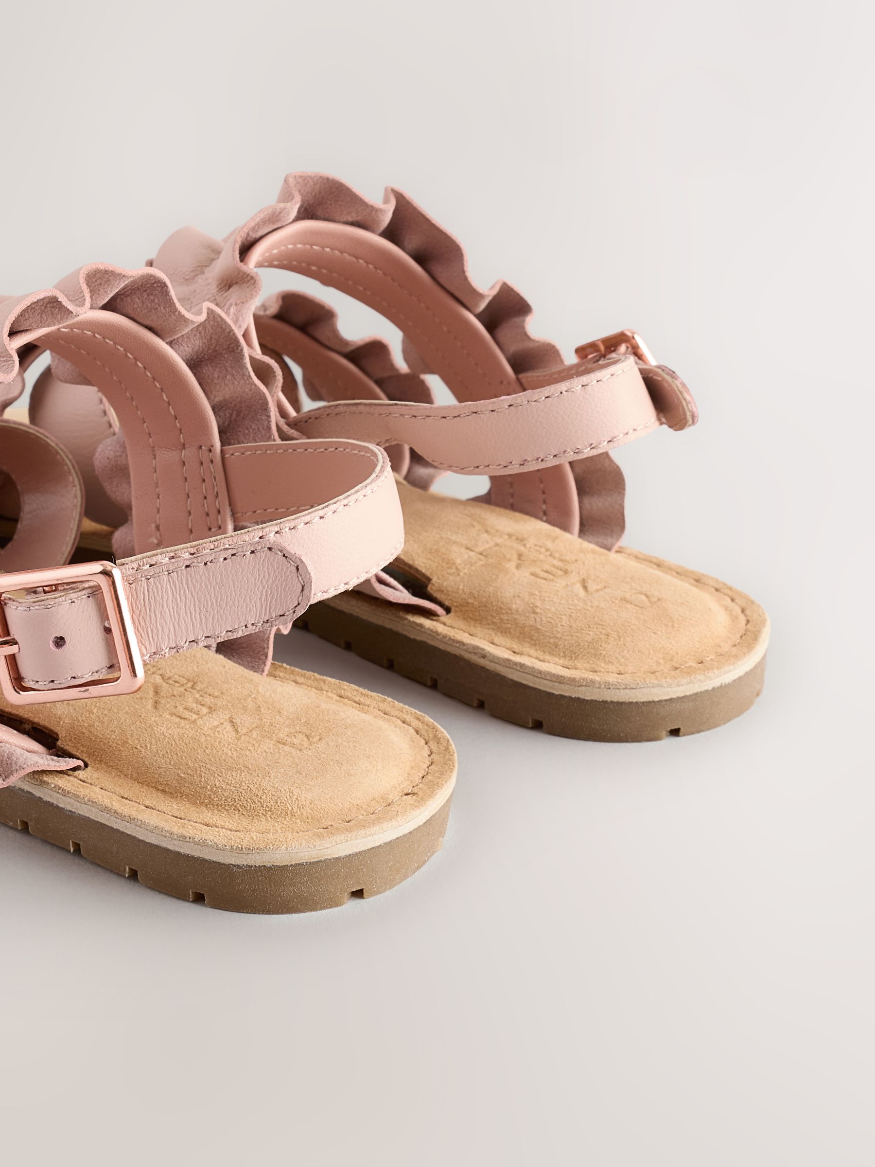 Buy Pink Leather Ruffle Sandals from the Next UK online shop
