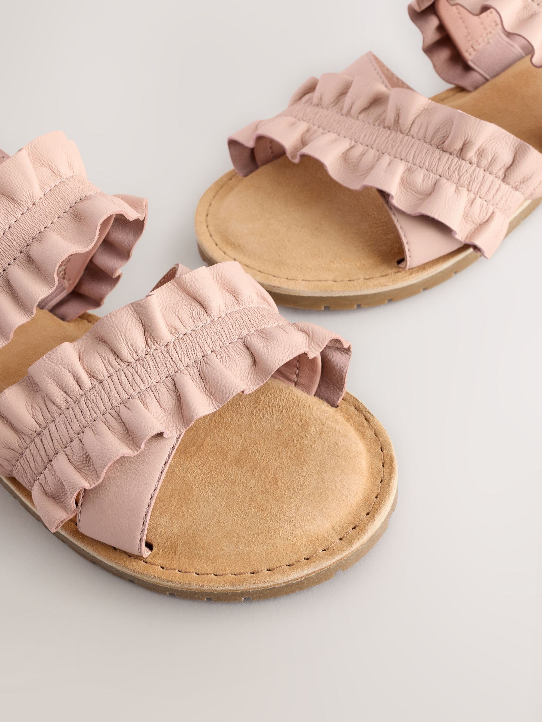 Buy Pink Leather Ruffle Sandals from the Next UK online shop