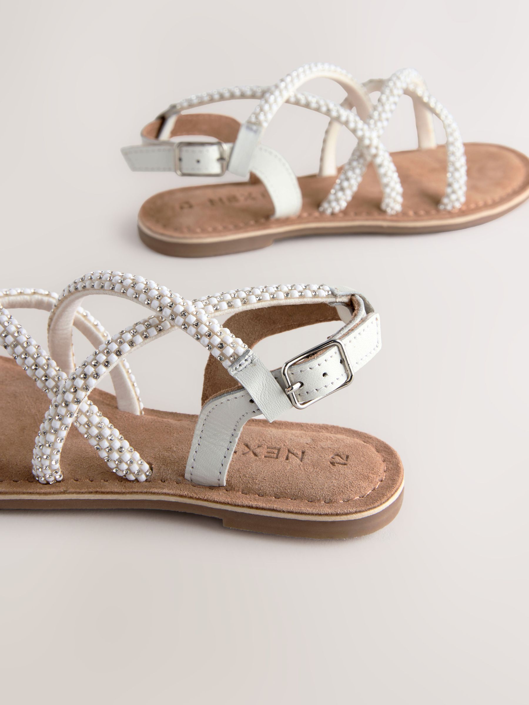 Buy White Embellished Strappy Sandals from the Next UK online shop