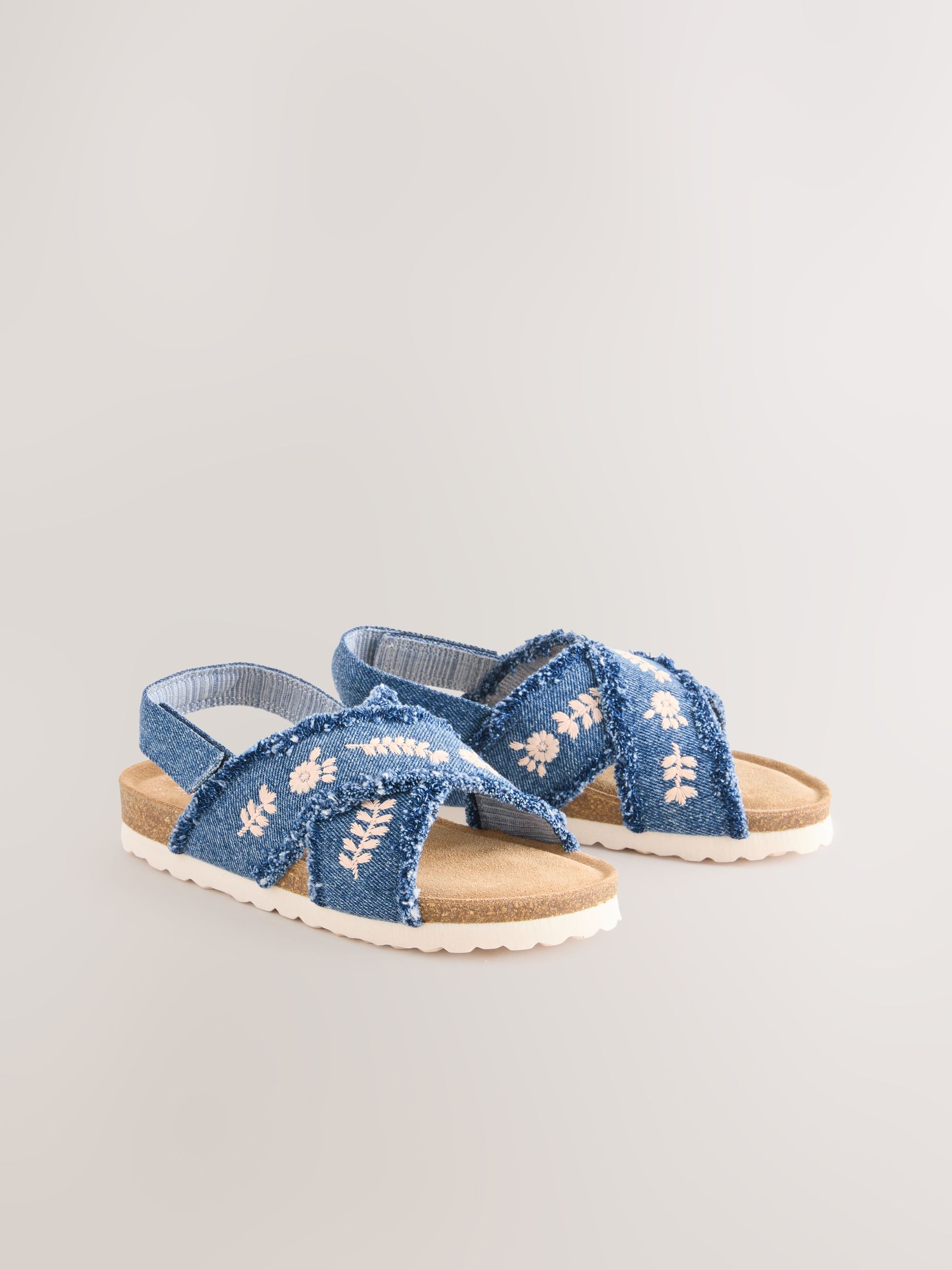 Buy Denim Embroidered Slip on Corkbed Sandals from the Next UK online shop