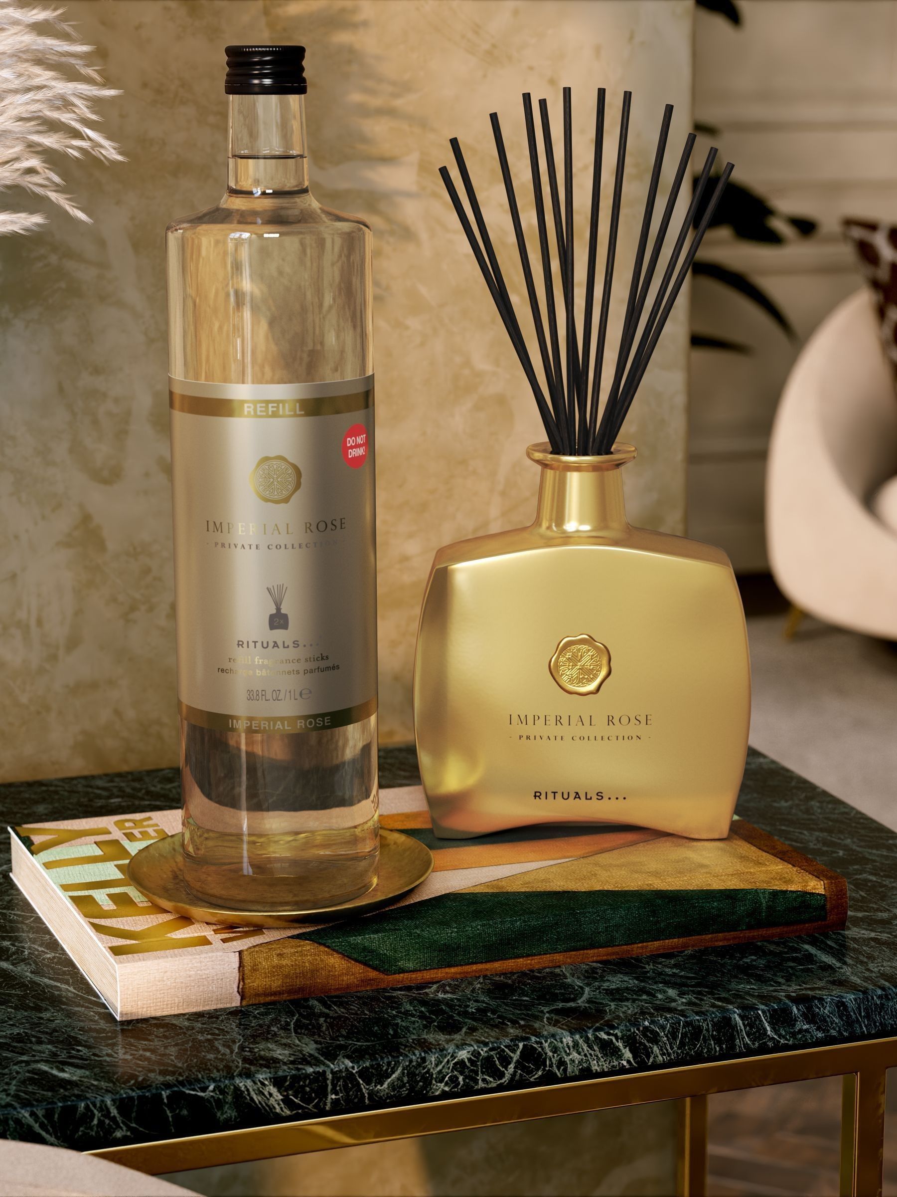 Buy Rituals Gold Private Collection Imperial Rose Reed Diffuser Refill ...