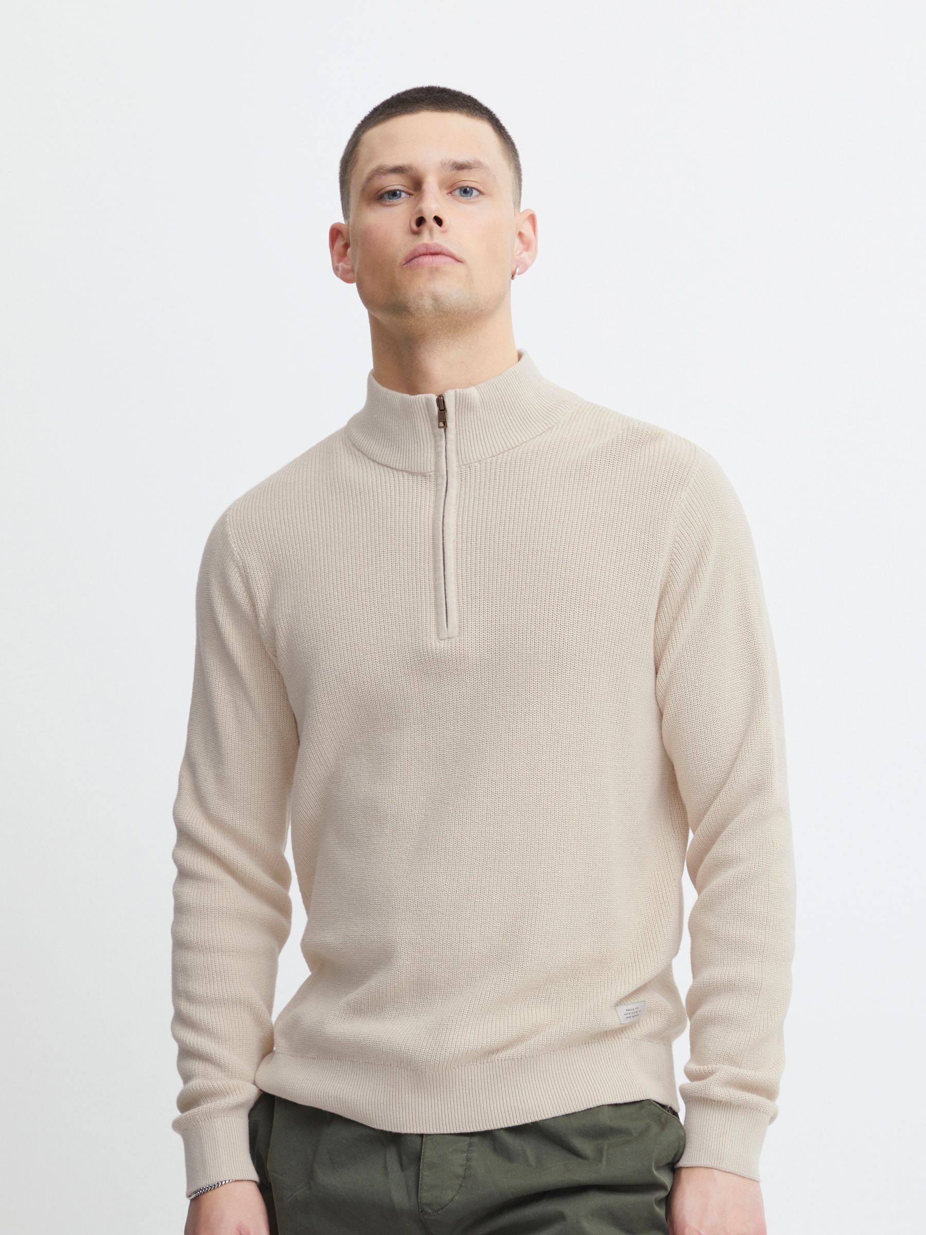 Buy Blend Cream 100% Cotton Quarter Zip Knitted Sweat Jumper from the ...