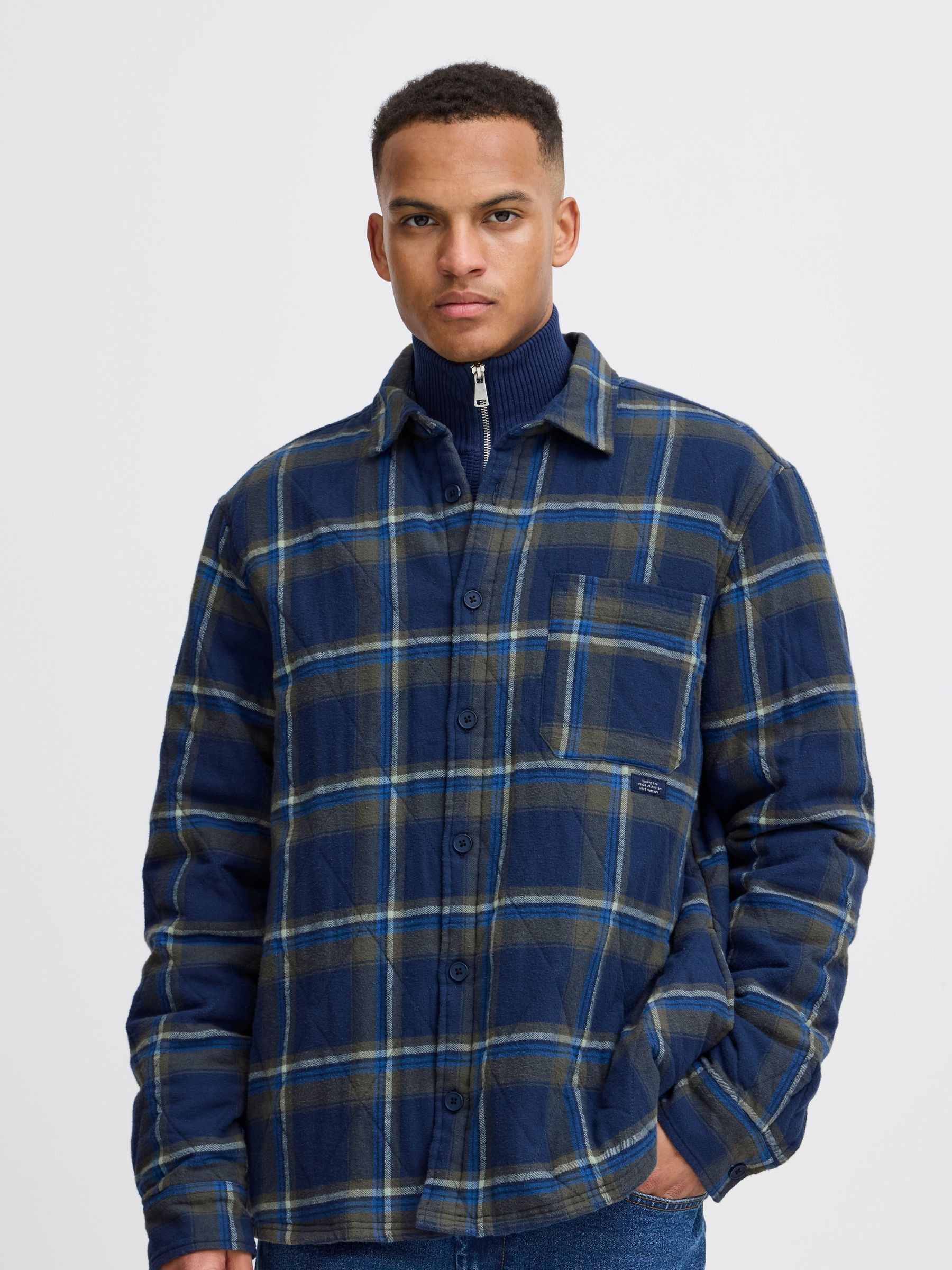 Buy Blend Blue Toffee Quilted Check 100% Cotton Overshirt from the Next ...