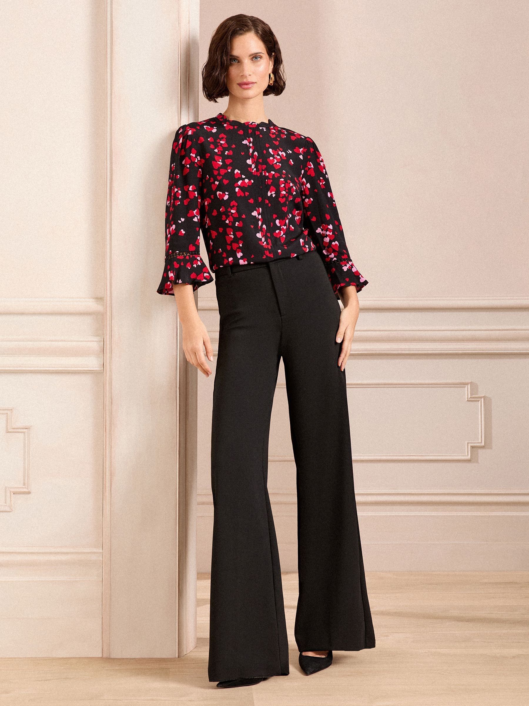 Buy Love & Roses Black Heart 3/4 Flute Sleeve Blouse from Next United ...