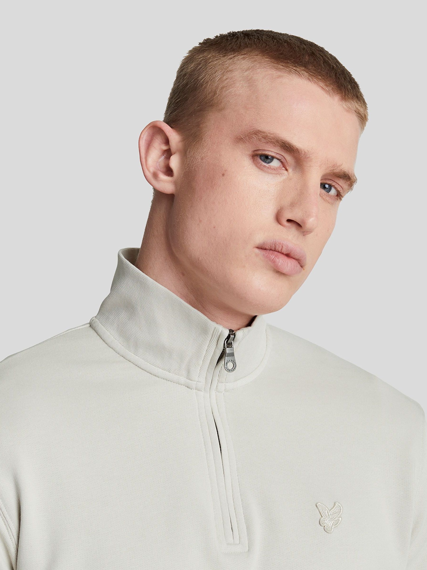 Buy Lyle & Scott Cream Tonal Eagle Quarter Zip Sweatshirt from the Next ...