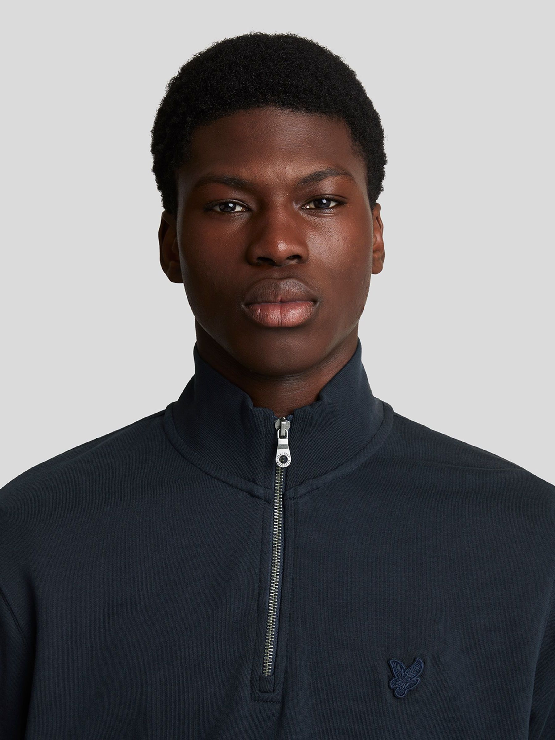 Buy Lyle & Scott Blue Tonal Eagle Quarter Zip Sweatshirt from the Next ...