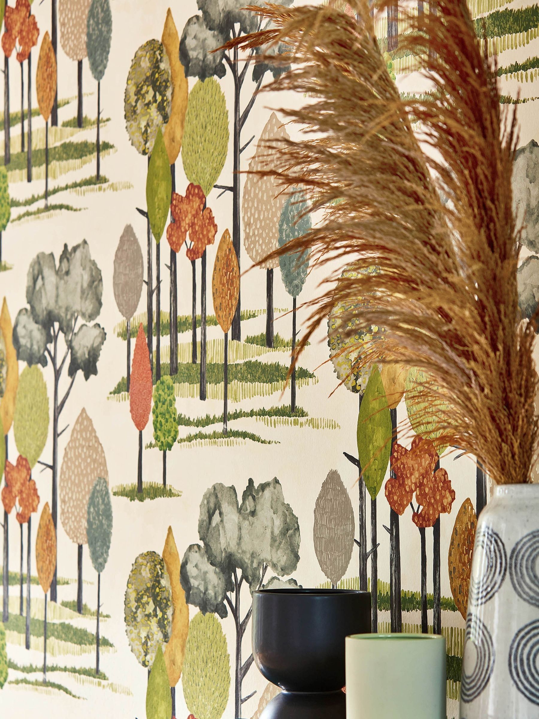 Buy Ohpopsi Olive Tall Trees 10M Wallpaper from the Next UK online shop