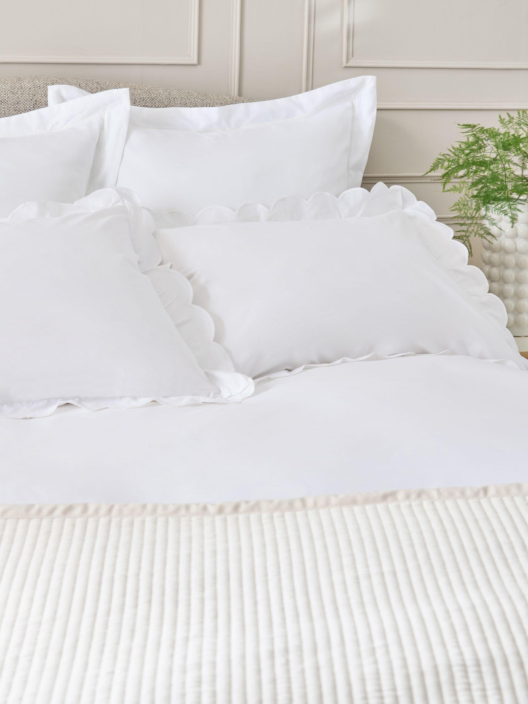 Buy White 200 Thread Count Scallop Duvet Cover and Pillowcase Set from ...